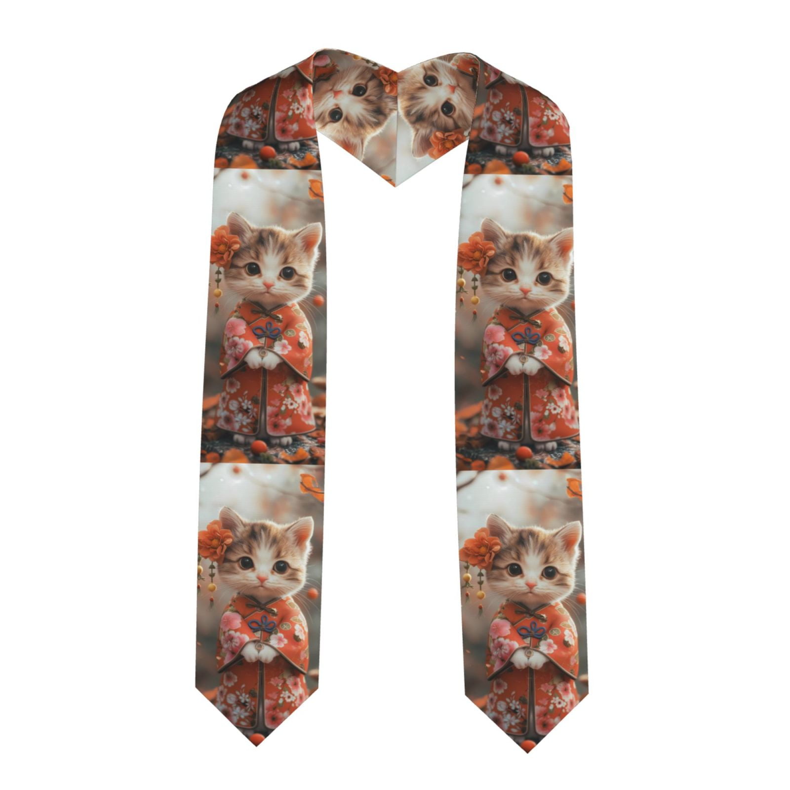 Rateoe Adorable Kitten In Kimono Pattern Graduation Shawl Stole ...