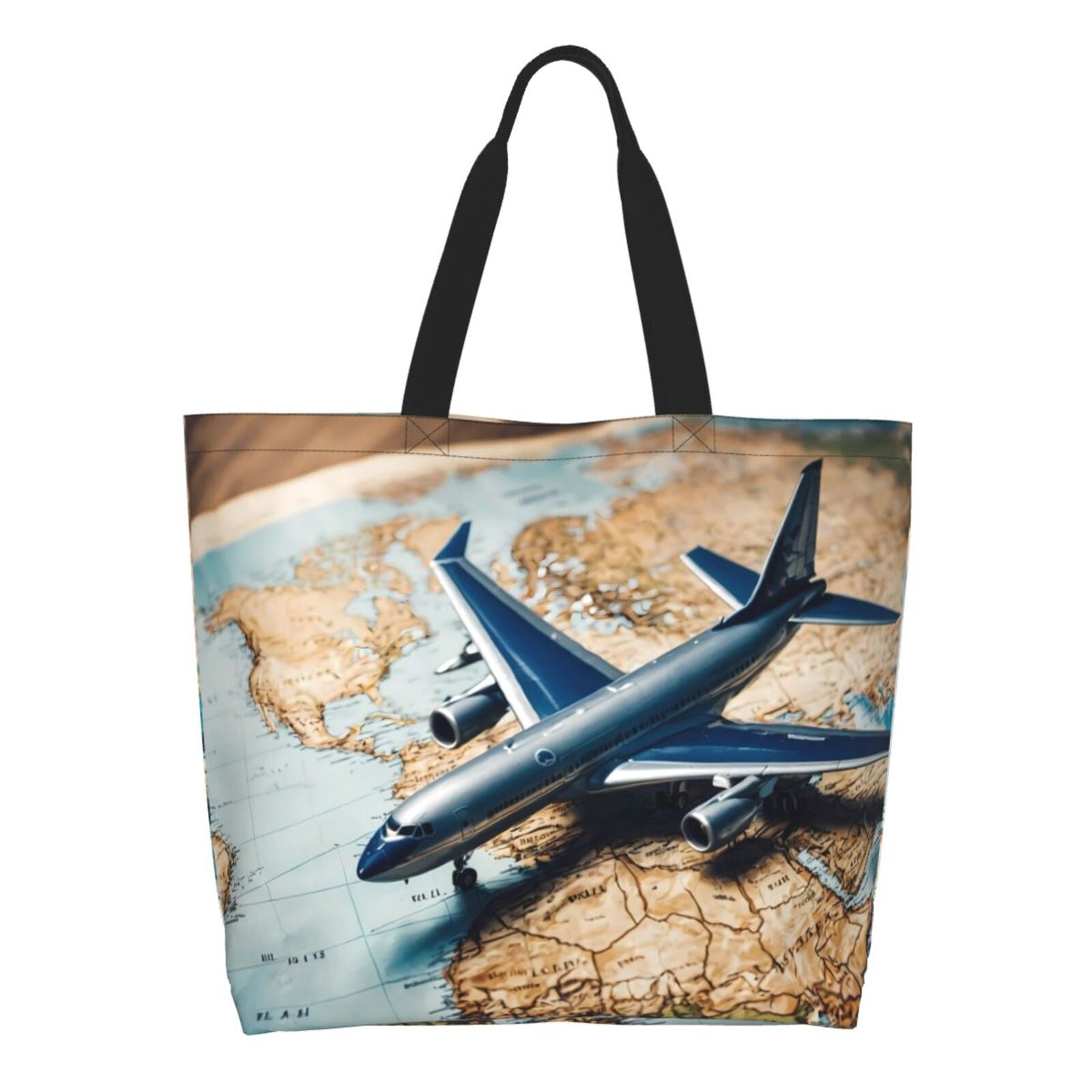 Rateoe Airplane World Map Adventure Tote Bag - Waterproof Lightweight ...