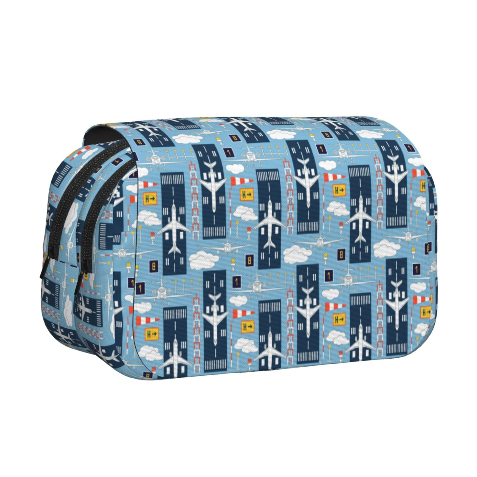 Rateoe Airplanes and Aviation Signs Pattern Double Clamshell Pen Case ...