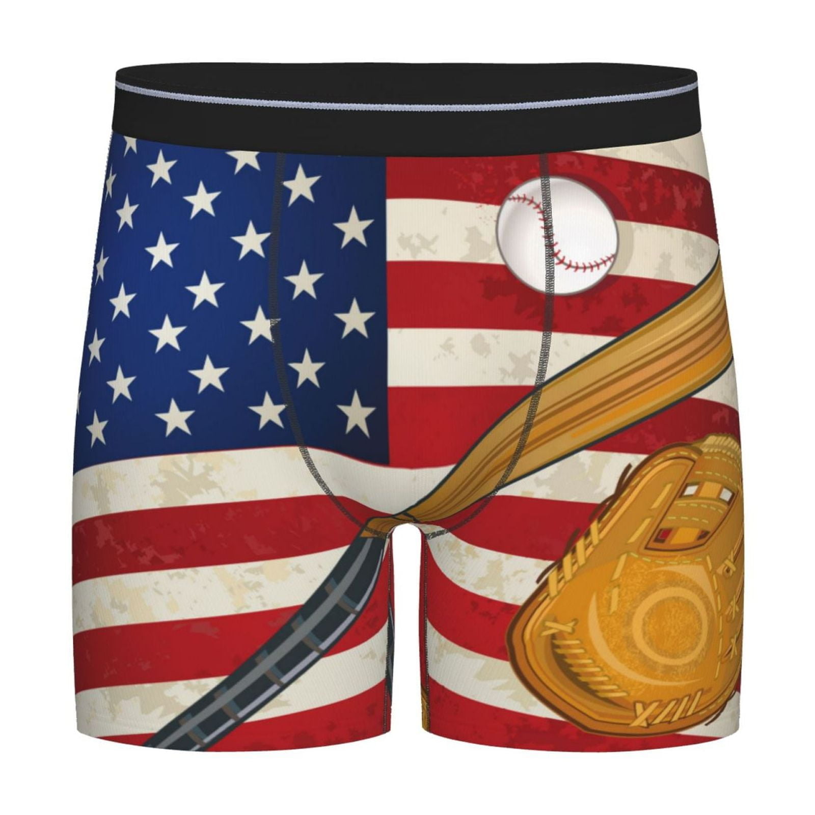 Rateoe American Flag And Baseball Print Men’s Underwear Boxer Briefs ...