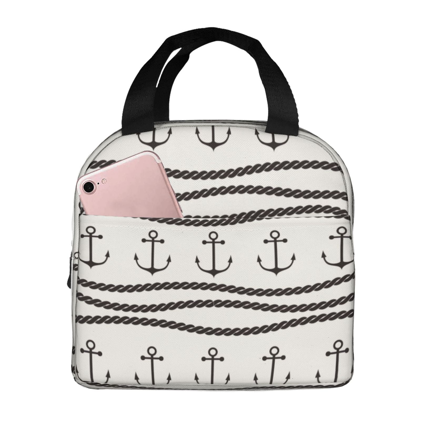 Rateoe Anchors and Ropes Pattern Insulated Lunch Bag with Thick ...