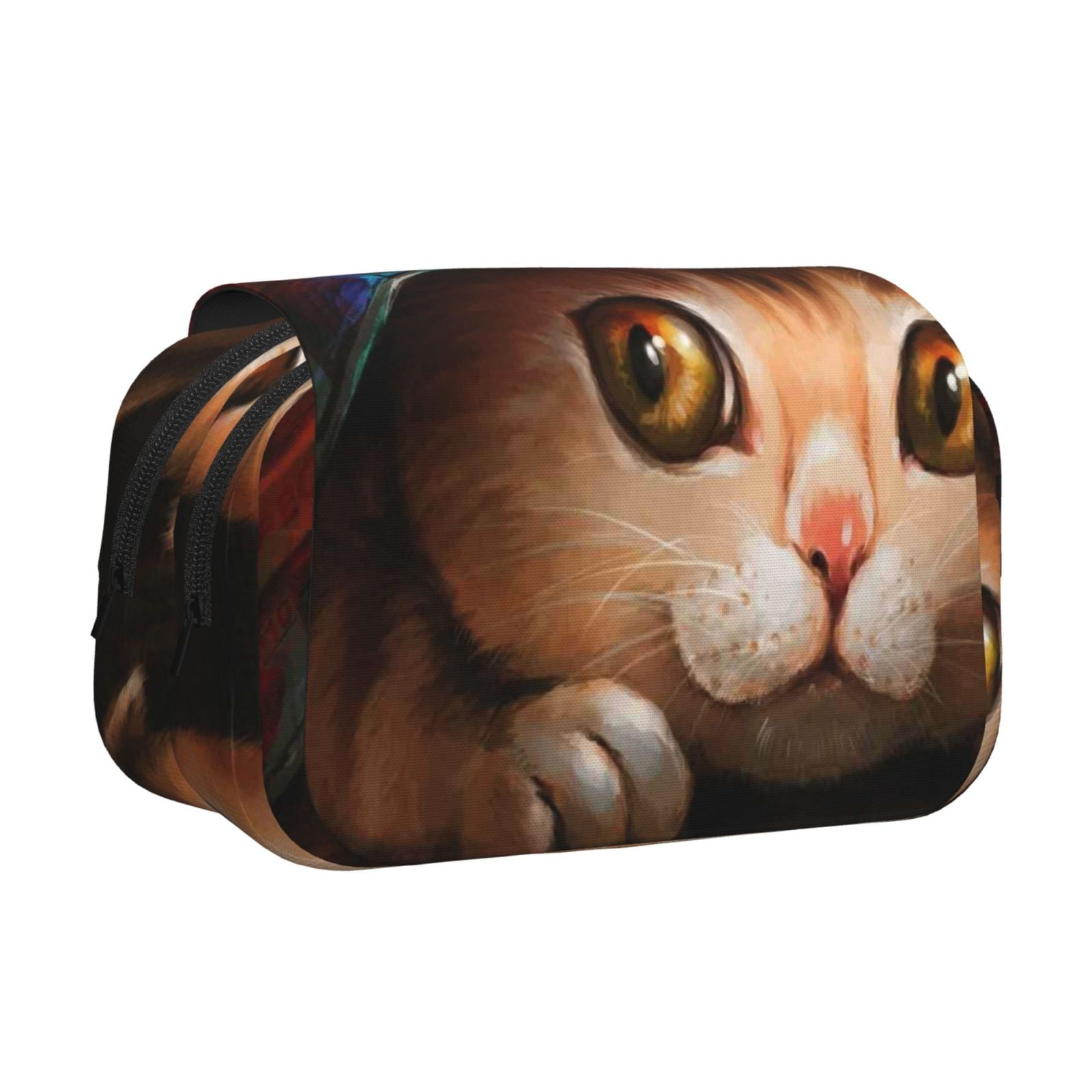 Rateoe Animal Cat Pattern Double Clamshell Pen Case, Storage Organizer ...