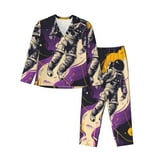 Rateoe Astronaut Floating purple Space Pattern Womens Pajamas Set Long ...