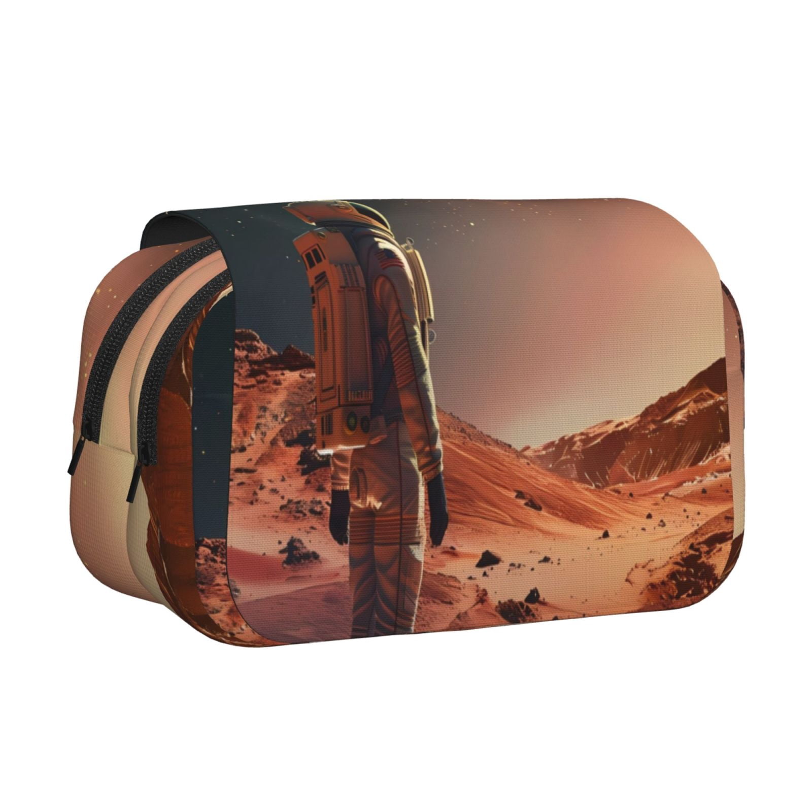 Rateoe Astronaut On Mars A Pattern Double Clamshell Pen Case, Storage ...
