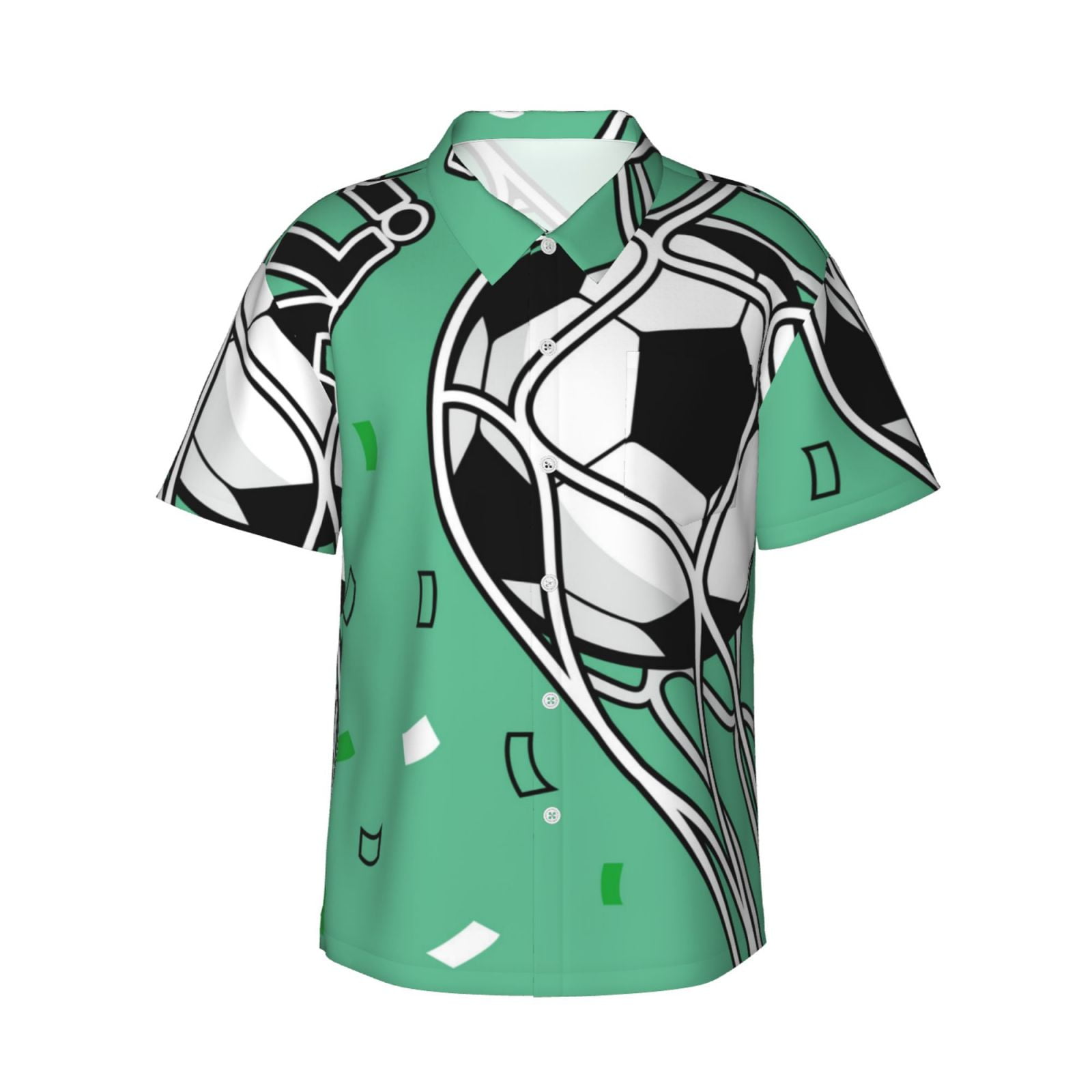 Rateoe BALL INSIDE THE NET GOAL Pattern Men’s Hawaiian Shirt – Short ...