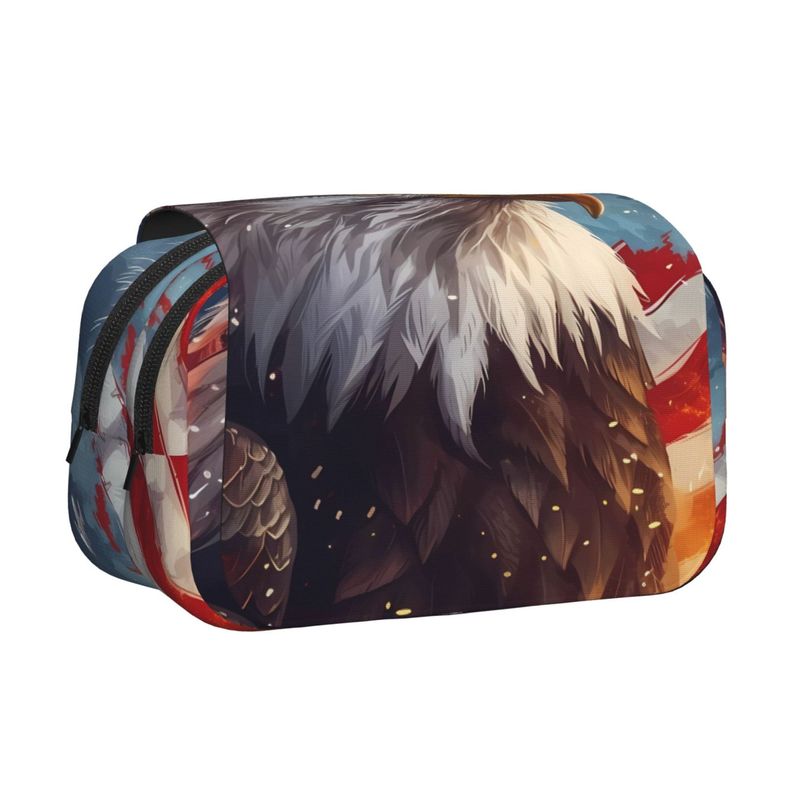 Rateoe Bald Eagle Pilot Pattern Double Clamshell Pen Case, Storage ...