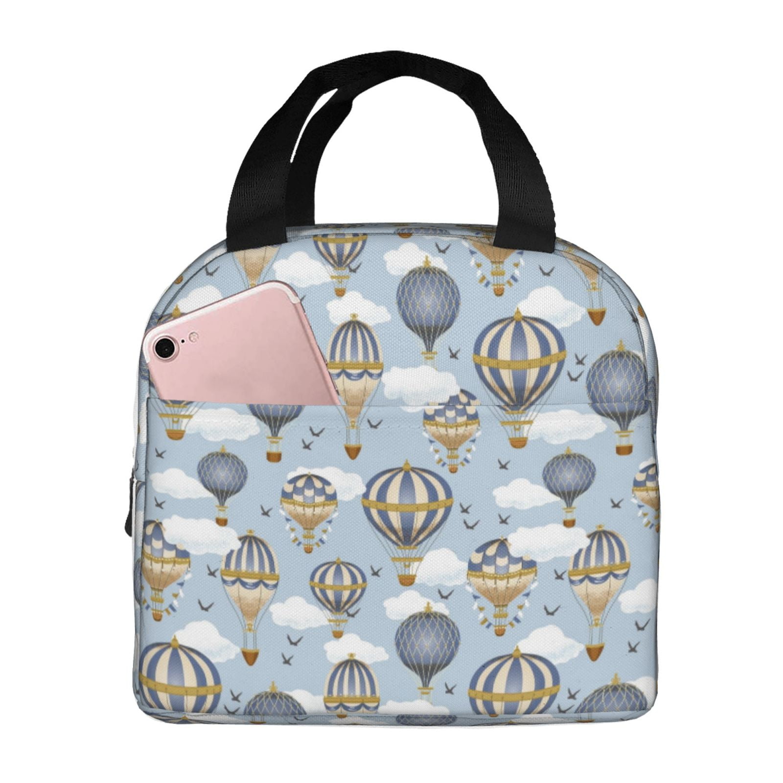 Rateoe Balloon Vintage Pattern Insulated Lunch Bag with Thick Aluminum ...