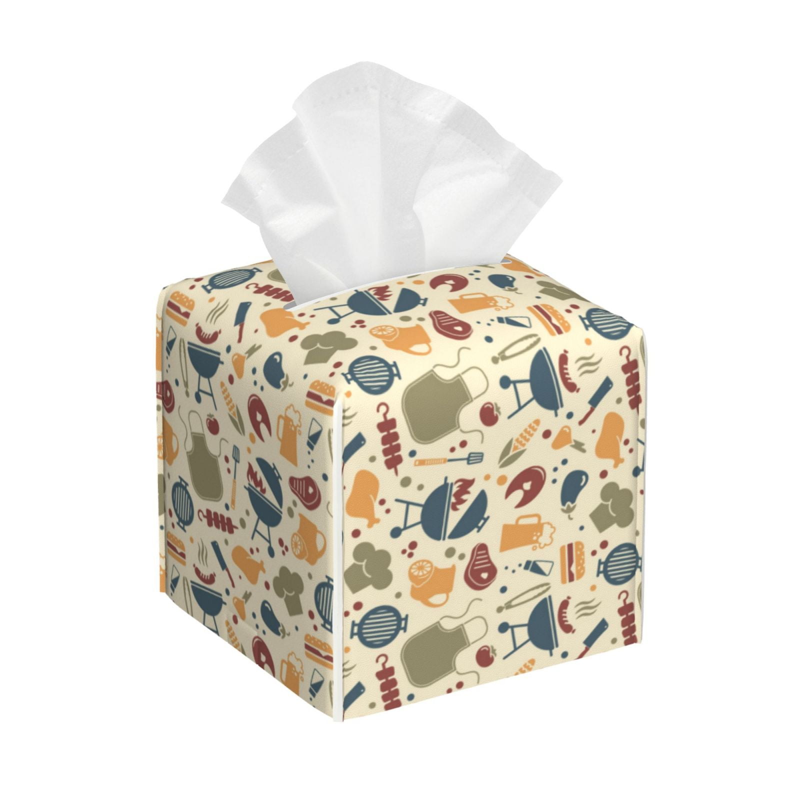 Rateoe Barbecue And Grill Pattern Tissue Box Cover, Modern Square ...