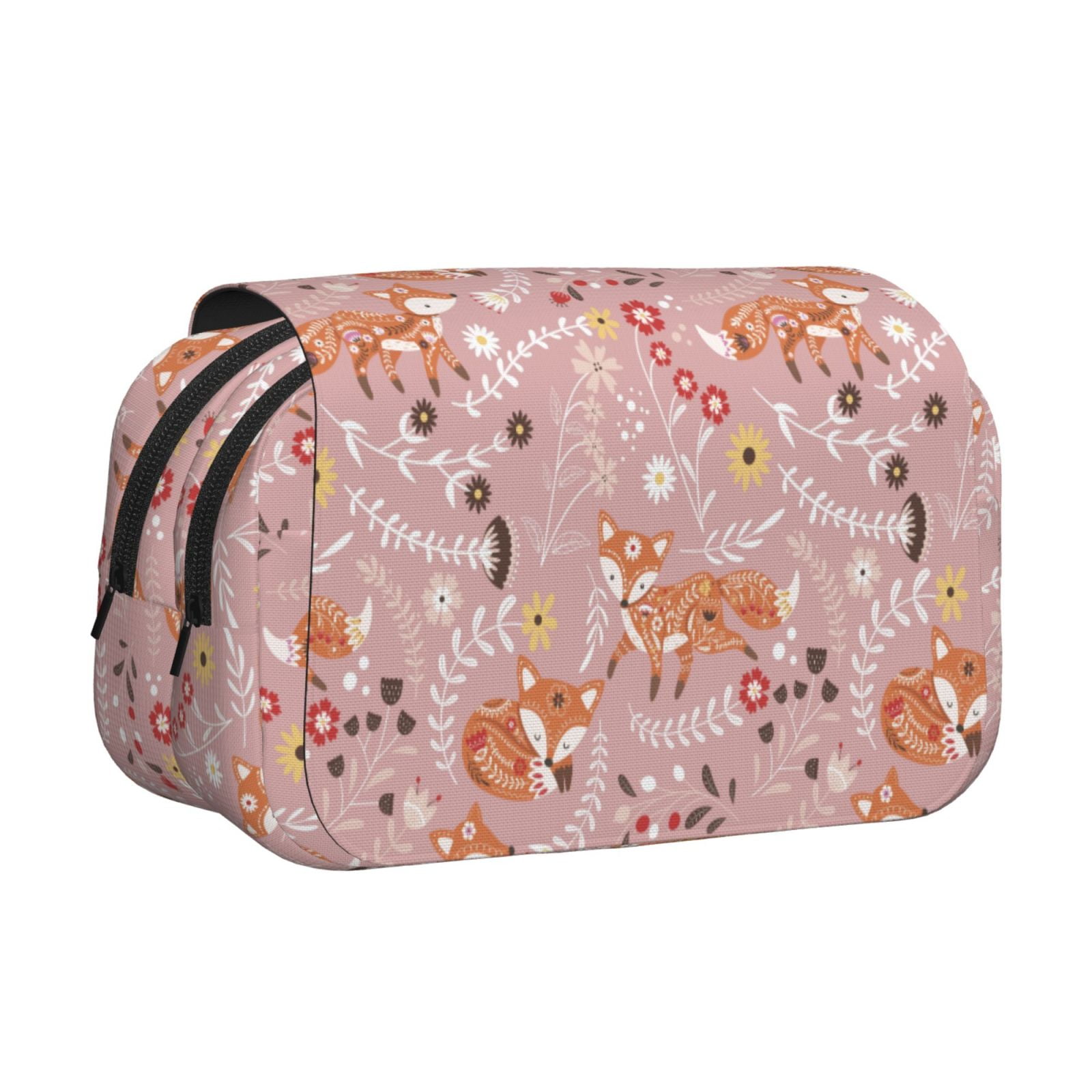Rateoe Beautiful Fox Pattern Double Clamshell Pen Case, Storage ...