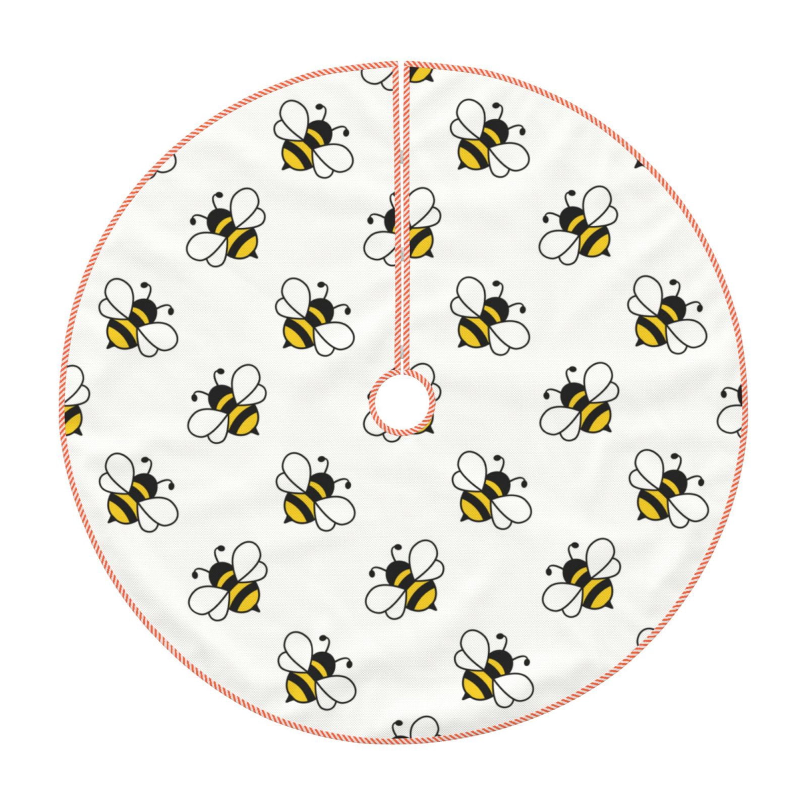 Rateoe Bee Pattern Christmas Tree Skirt with Ties , Christmas Tree ...
