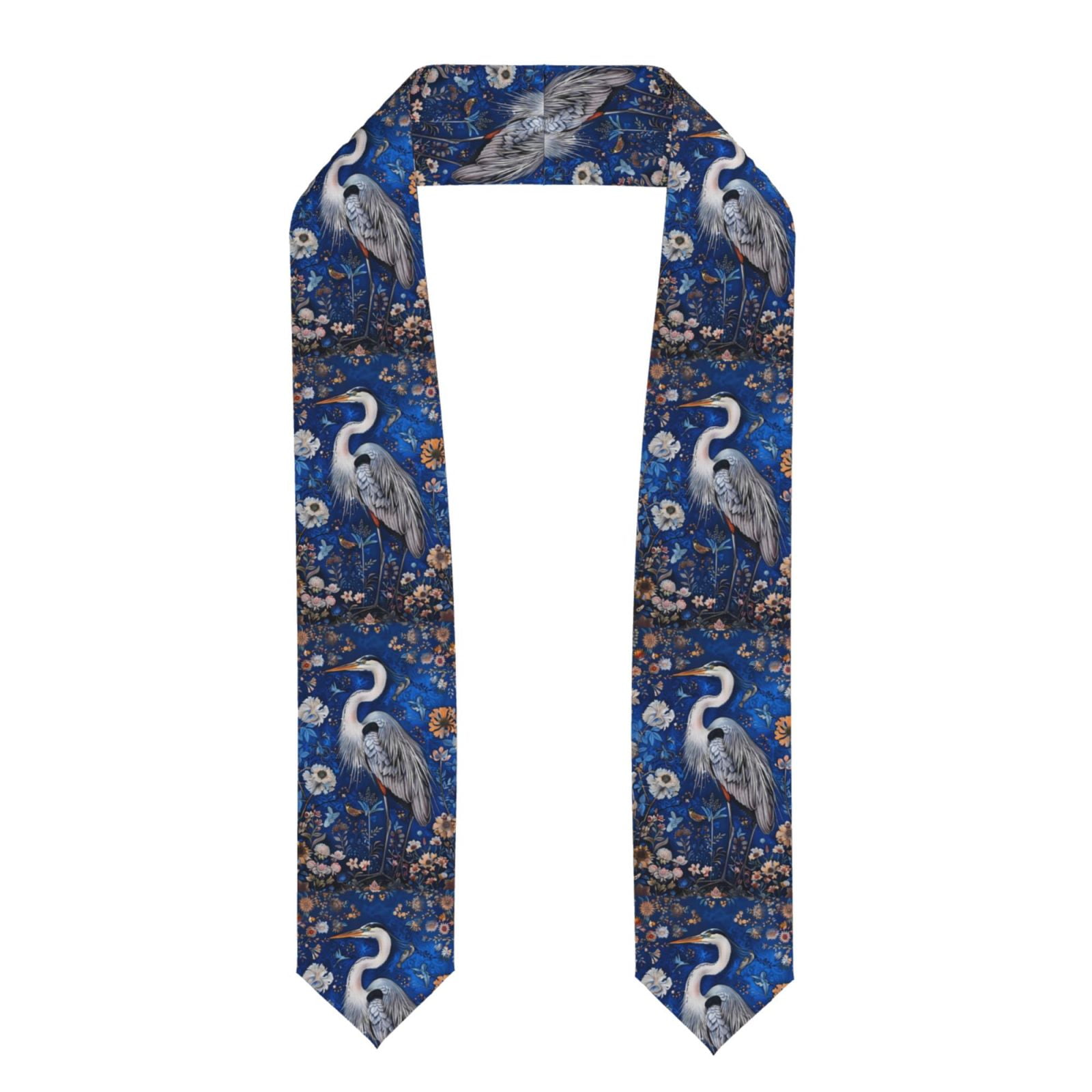 Rateoe Blue Heron Floral Garden Pattern Graduation Shawl Stole ...