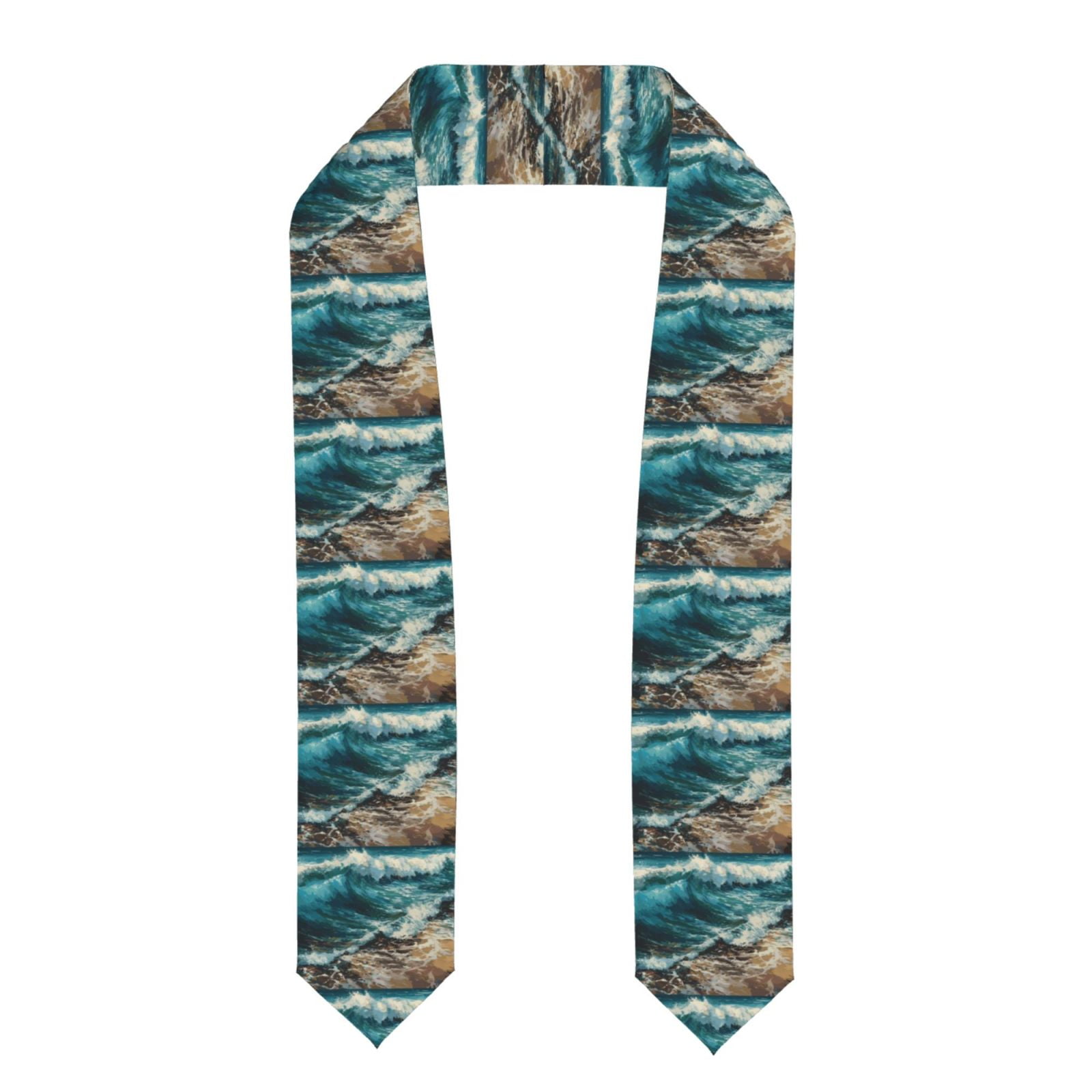 Rateoe Blue Ocean Waves Pattern Graduation Shawl Stole – Elegant Stole ...