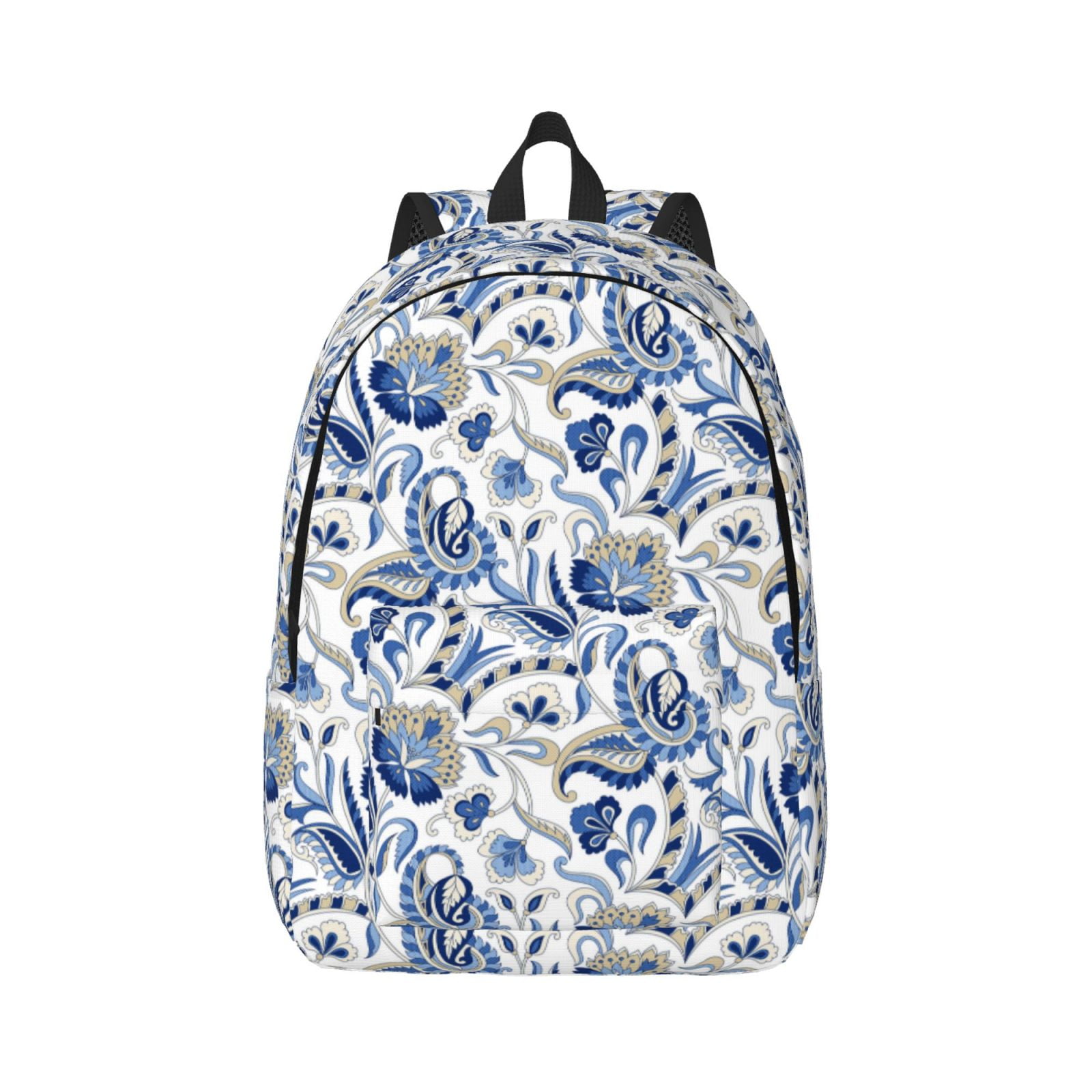 Rateoe Blue Paisley Pattern Canvas College Laptop Backpack,Travel ...