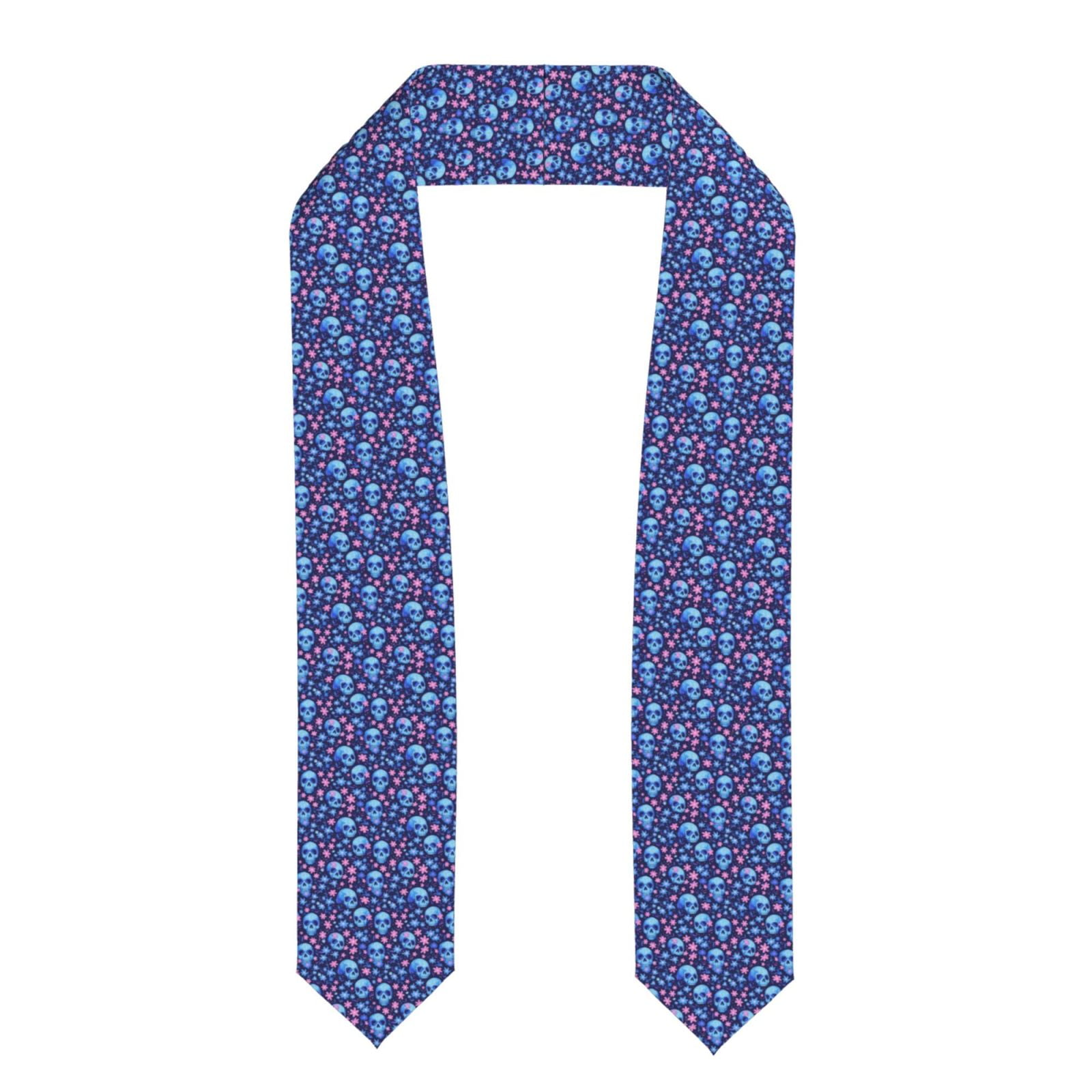 Rateoe Blue Skull Flower Pattern Graduation Shawl Stole – Elegant Stole ...