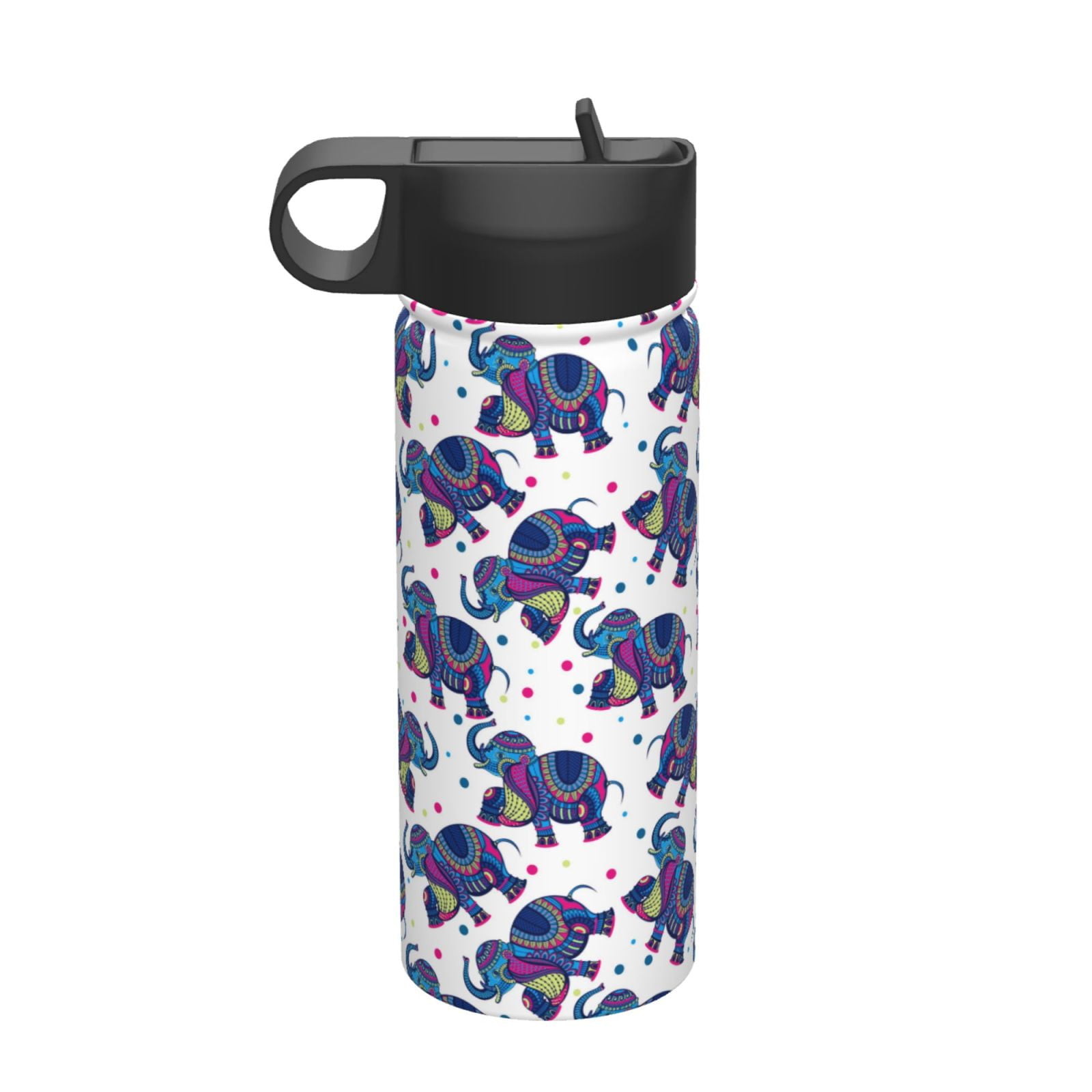 Rateoe Boho elephant Printed 18oz Sports Insulated Water Bottle, Double ...