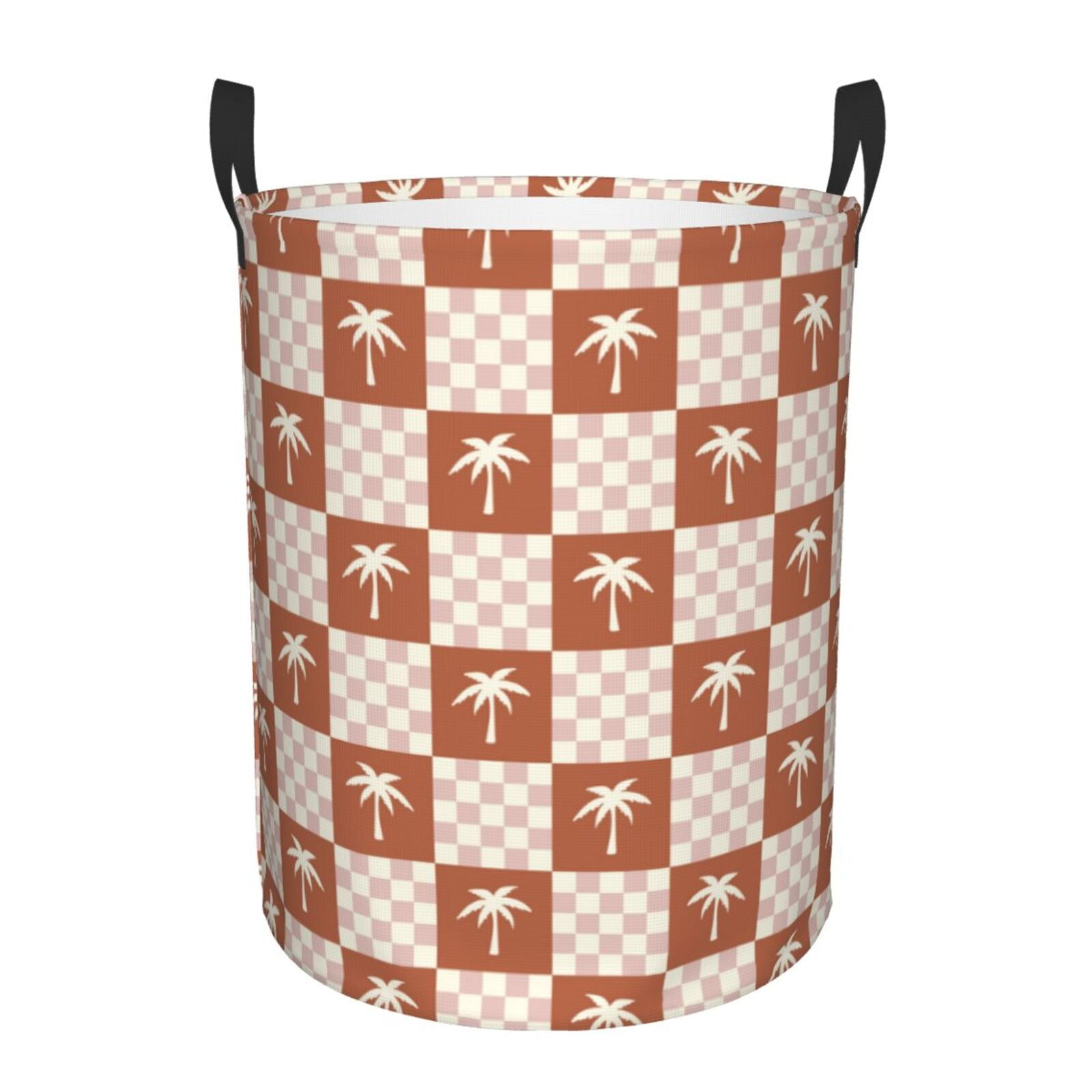 Rateoe Brown Palms Pattern Round Laundry Hamper Basket, Tall Hamper ...