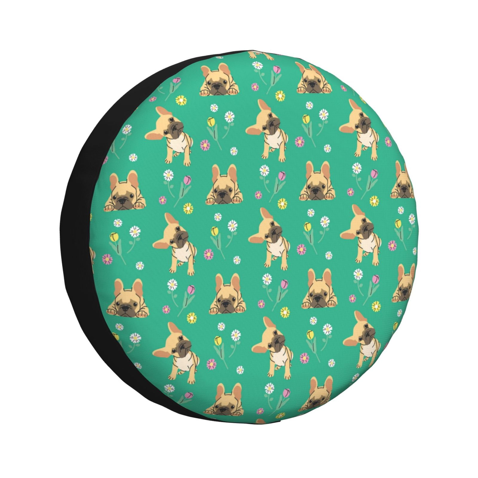 Rateoe Bulldog Puppy Flower Pattern Tire Cover Wheel Protectors ...