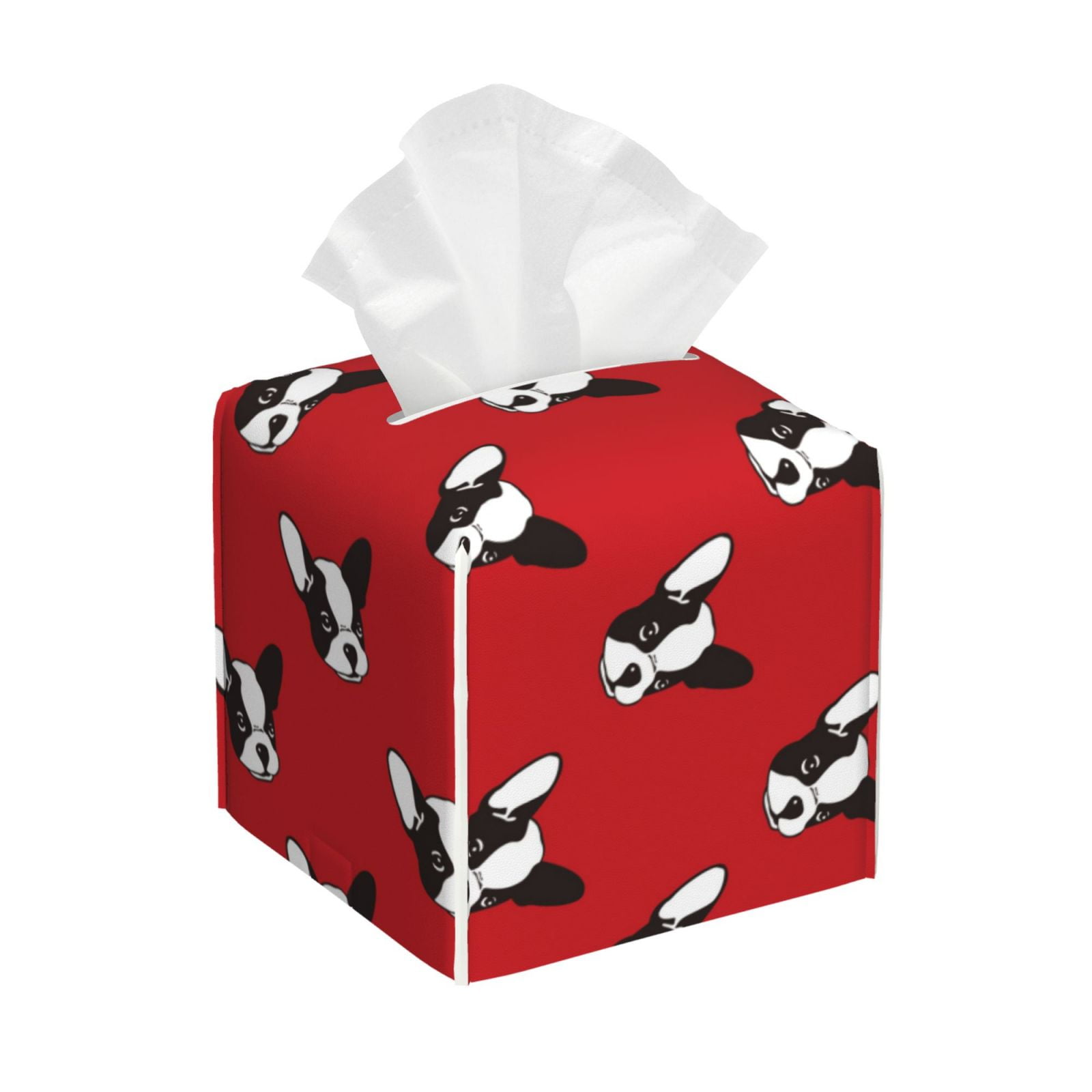 Rateoe Bulldog Red Pattern Tissue Box Cover, Modern Square Decorative ...