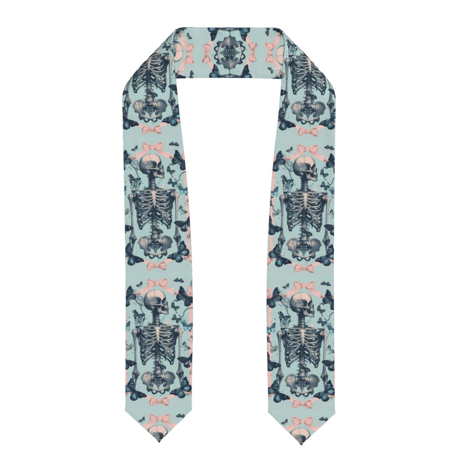 Rateoe Butterflies Skull Bows Pattern Graduation Shawl Stole – Elegant ...