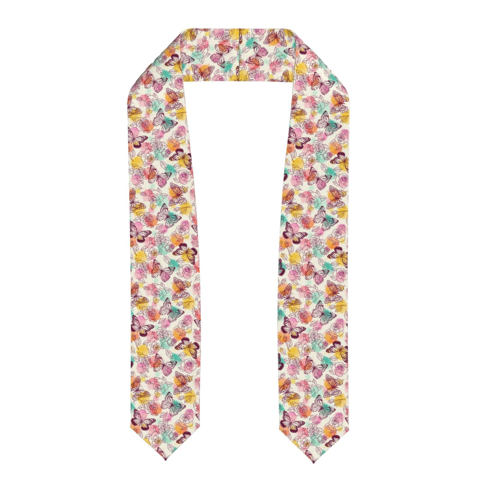 Rateoe Butterflies and Roses Pattern Graduation Shawl Stole – Elegant ...