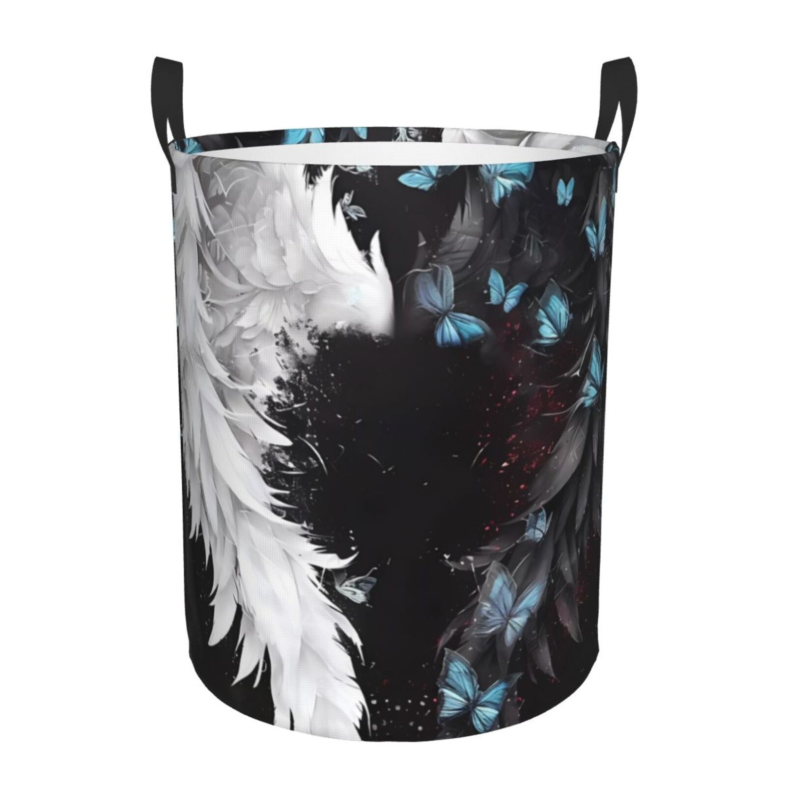 Rateoe Butterfly Angel Wings Art Pattern Round Laundry Hamper Basket ...