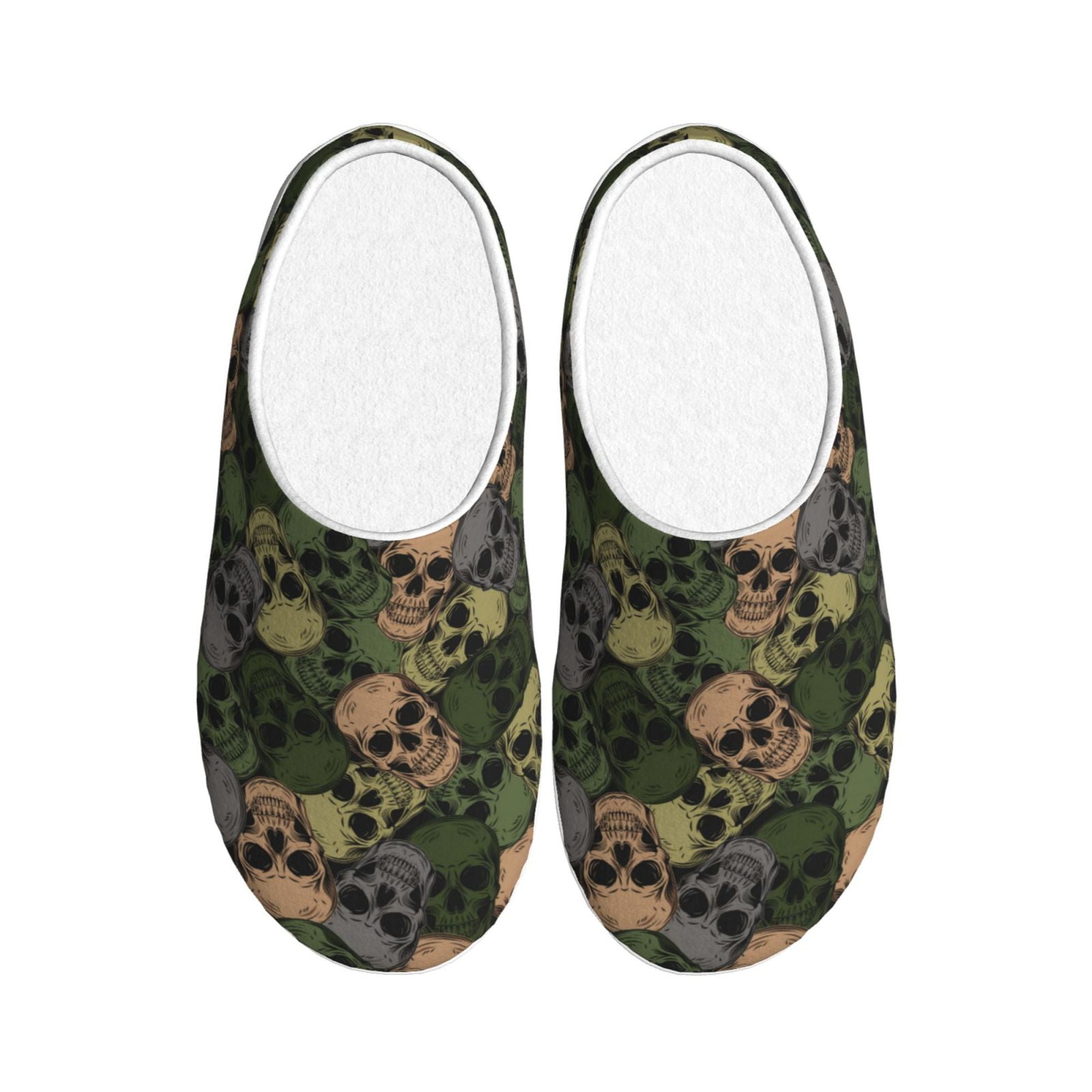Rateoe Camouflage Skulls Print Women's Men's Cotton Knit Slippers ...