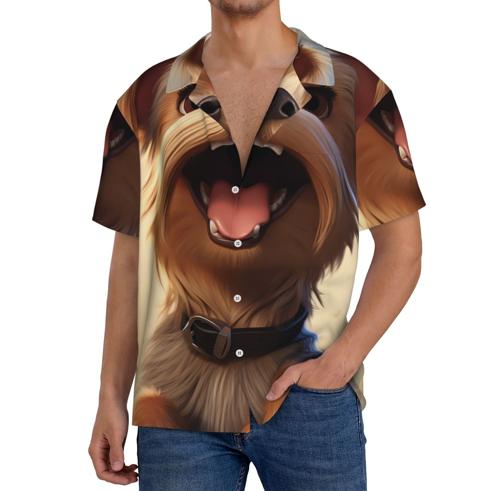 Rateoe Cartoon Happy Cute Puppy Pattern Men's Short Sleeve Classic ...