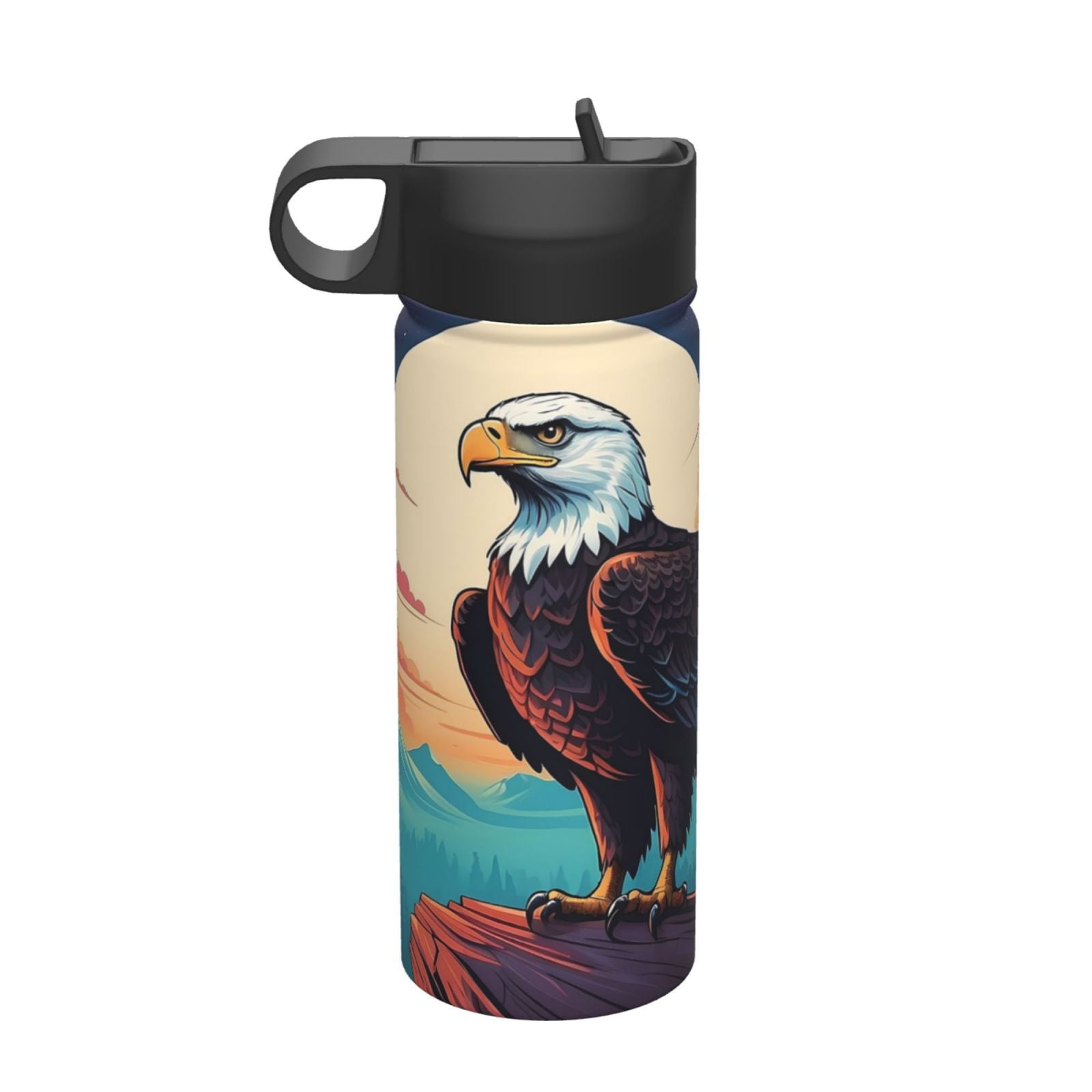 Rateoe Cartoon Iceberg Bald Eagle Printed 18oz Sports Insulated Water ...