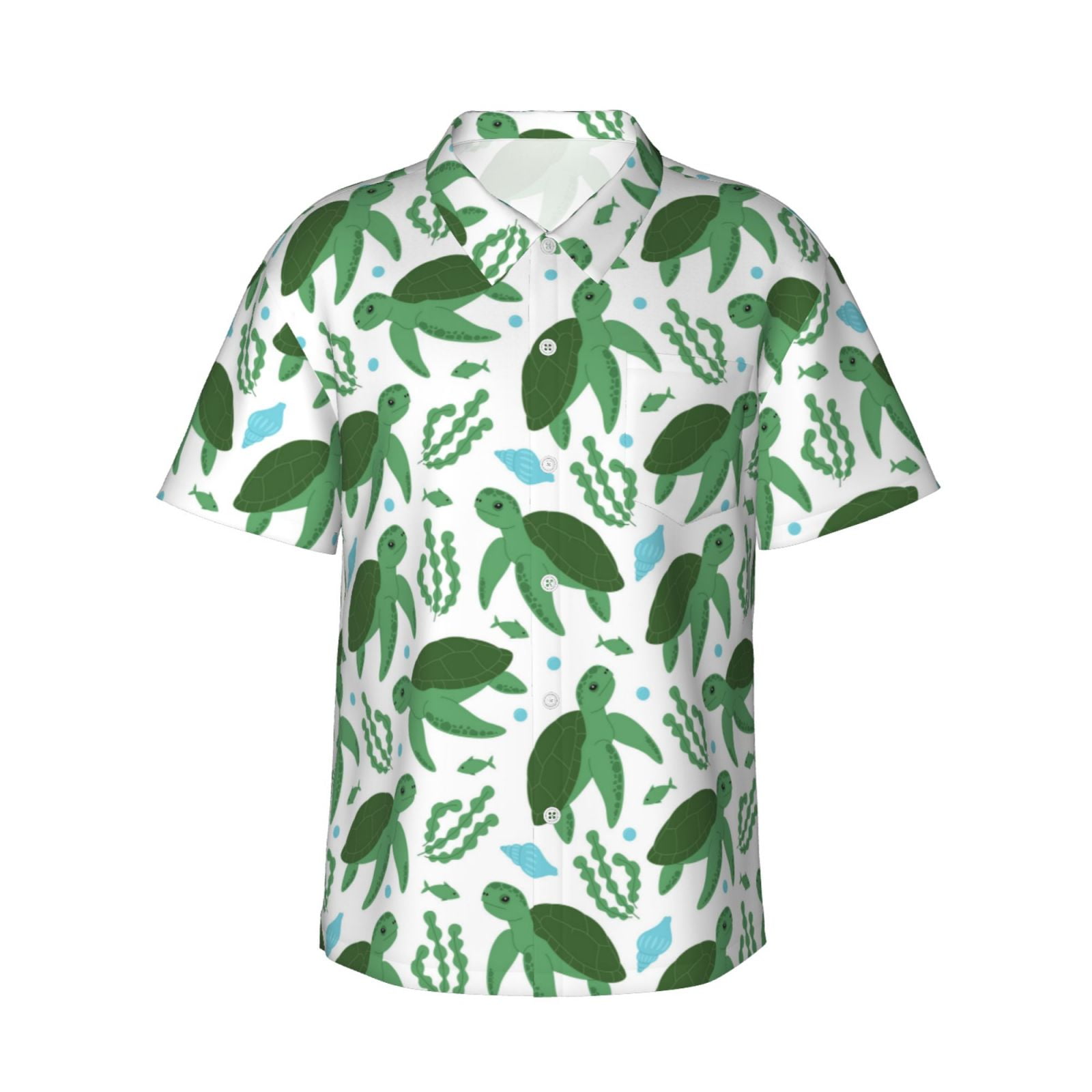 Rateoe Cartoon Turtle Pattern Men’s Hawaiian Shirt – Short Sleeve ...