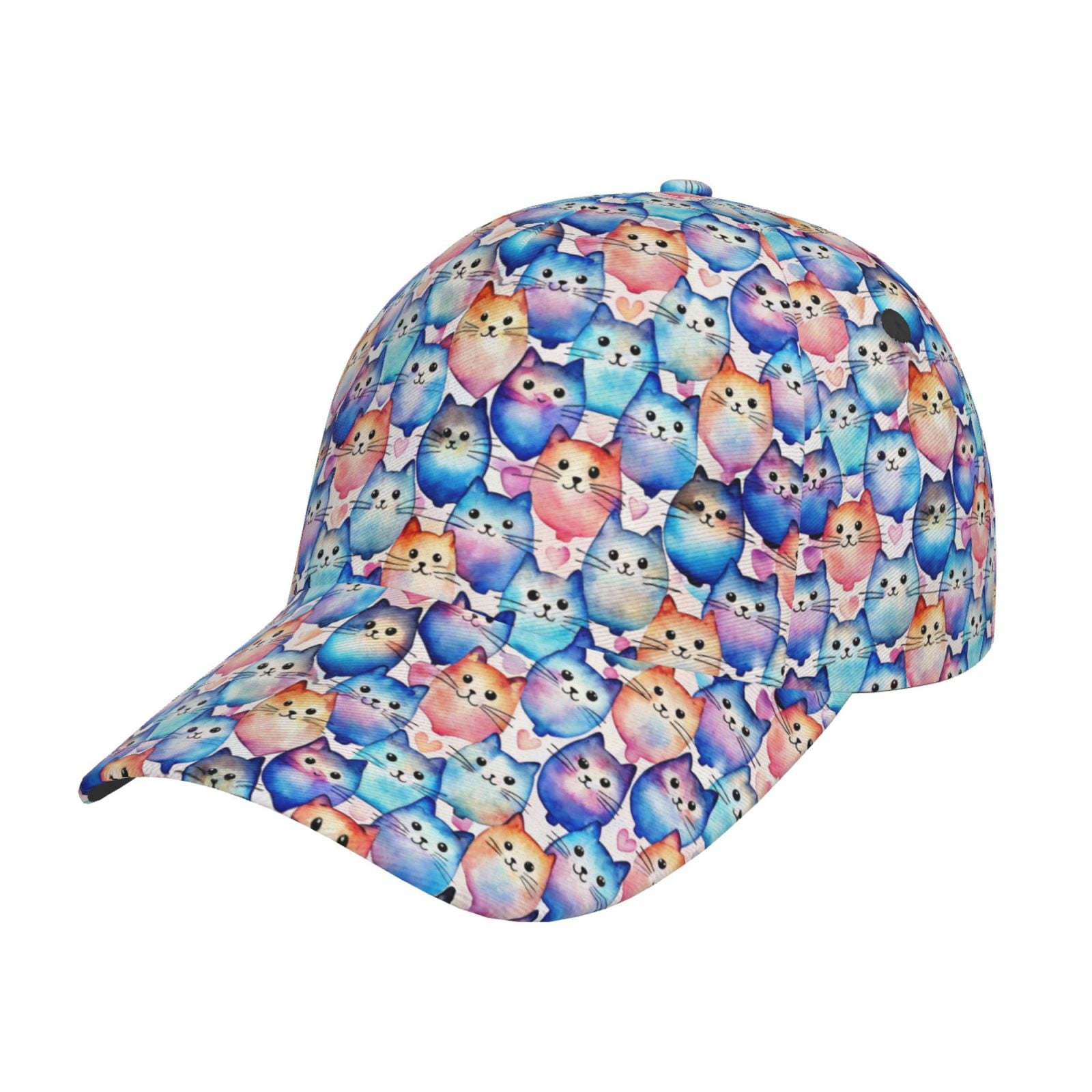 Rateoe Cartoon colorful cute cat Pattern Men’s Baseball Cap ...