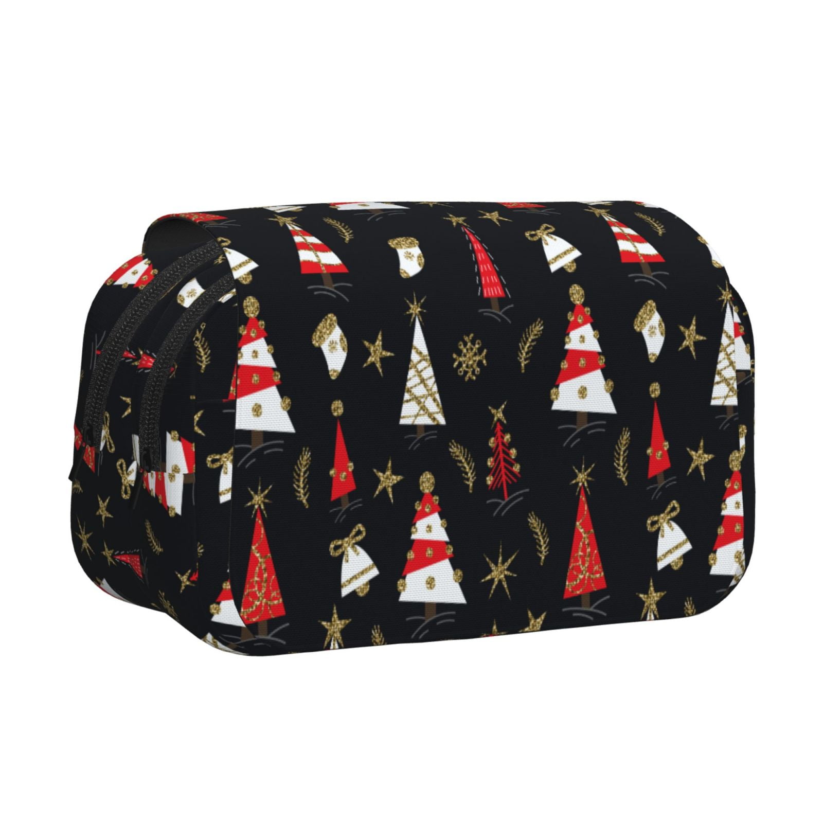 Rateoe Christmas Tree and Gold Socks Pattern Double Clamshell Pen Case ...