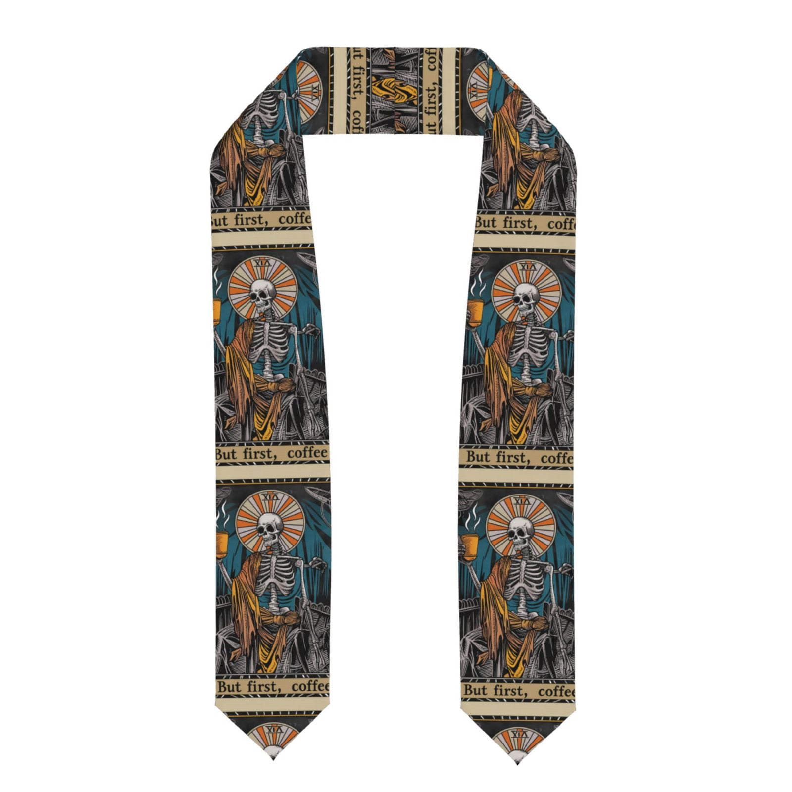 Rateoe Coffee-Drinking Skull Pattern Graduation Shawl Stole – Elegant ...