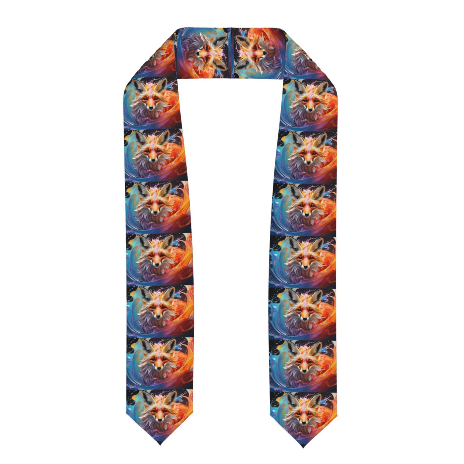 Rateoe Color Splash Fox Portrait Pattern Graduation Shawl Stole ...
