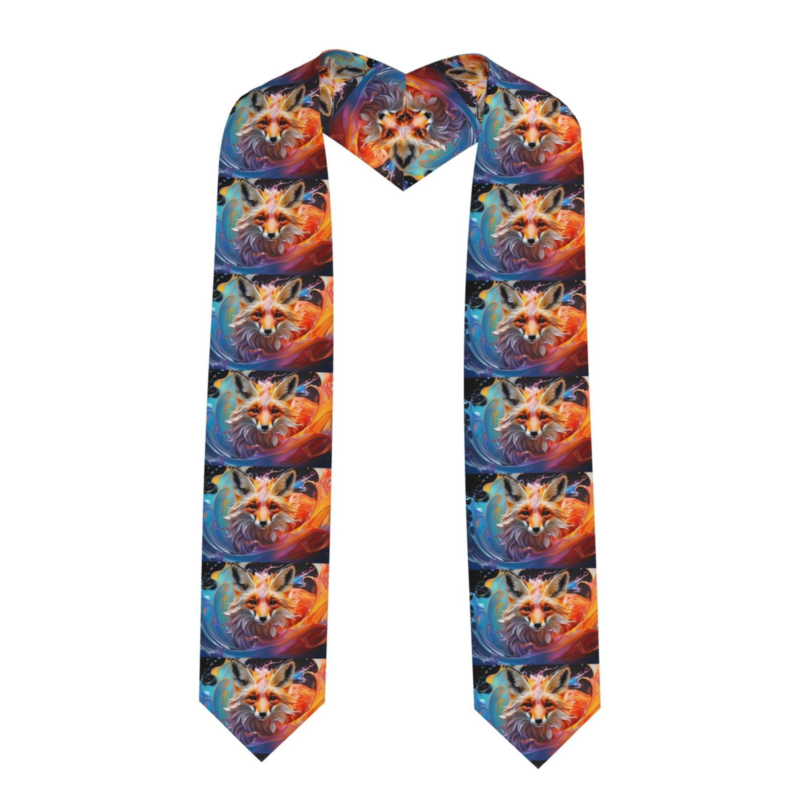 Rateoe Color Splash Fox Portrait Pattern Graduation Shawl Stole ...