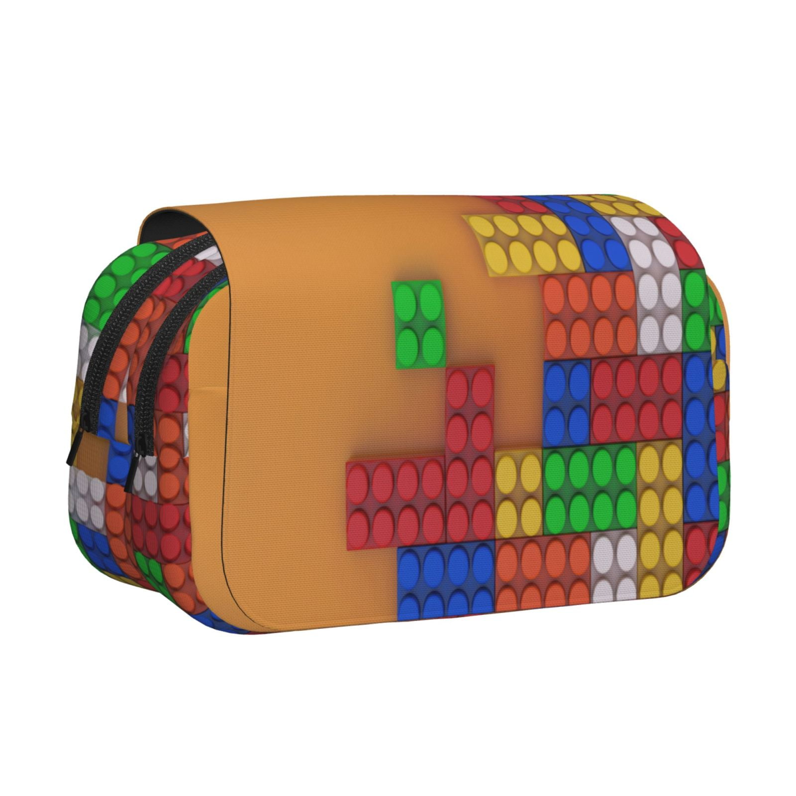 Rateoe Colorful Building Blocks A Pattern Double Clamshell Pen Case ...
