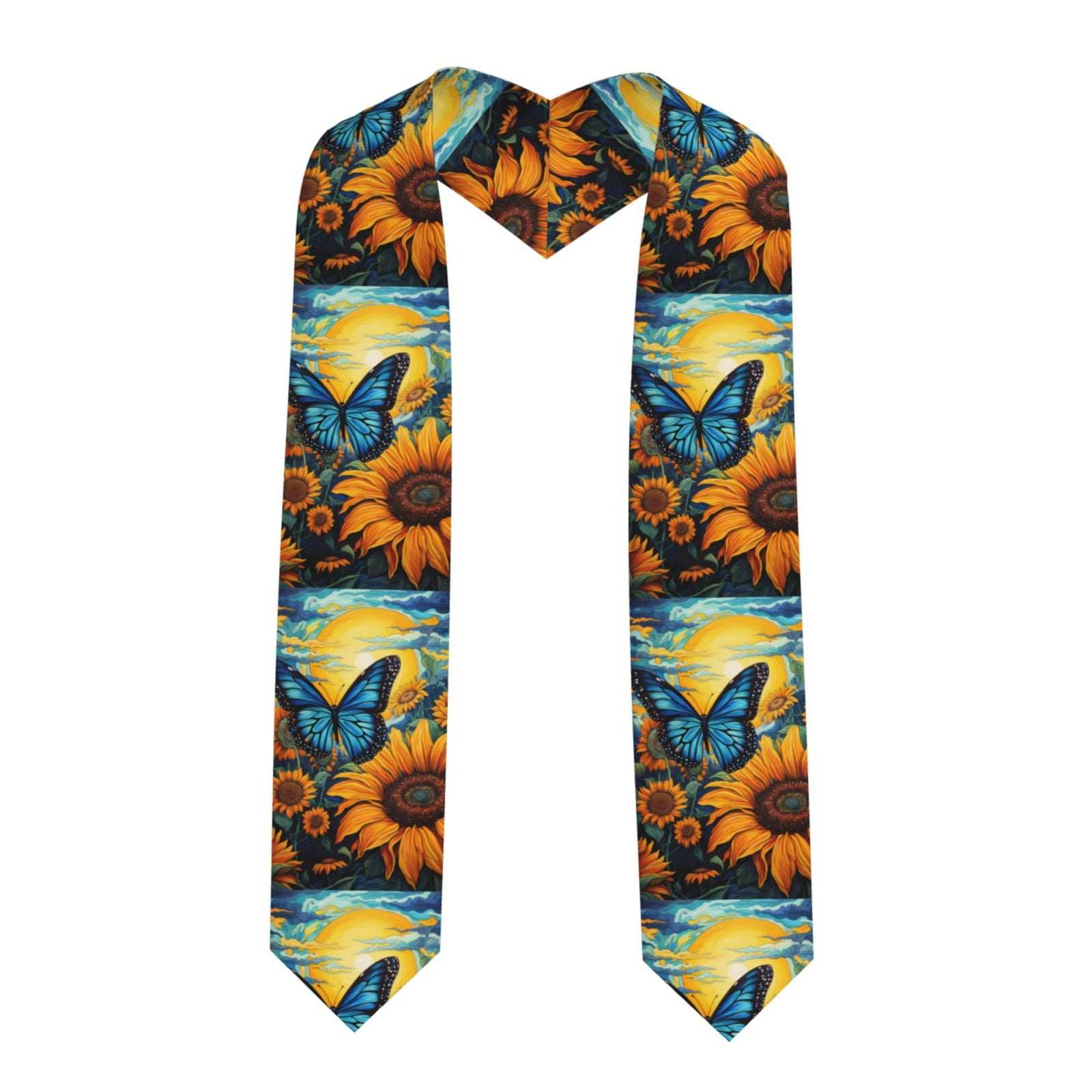 Rateoe Colorful Cloud Butterfly Sunflower Pattern Graduation Shawl ...