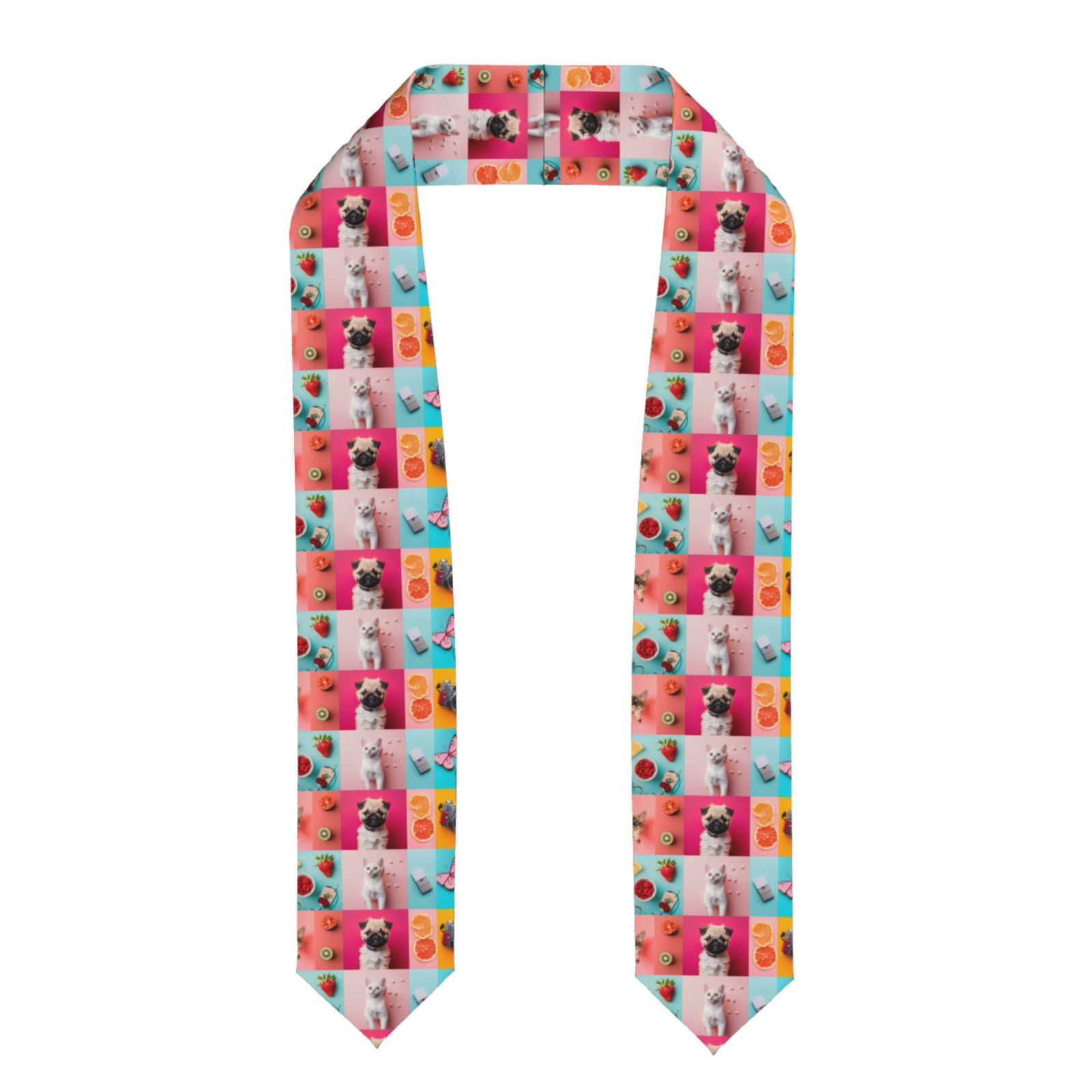 Rateoe Colorful Dog Cat Collage Pattern Graduation Shawl Stole ...