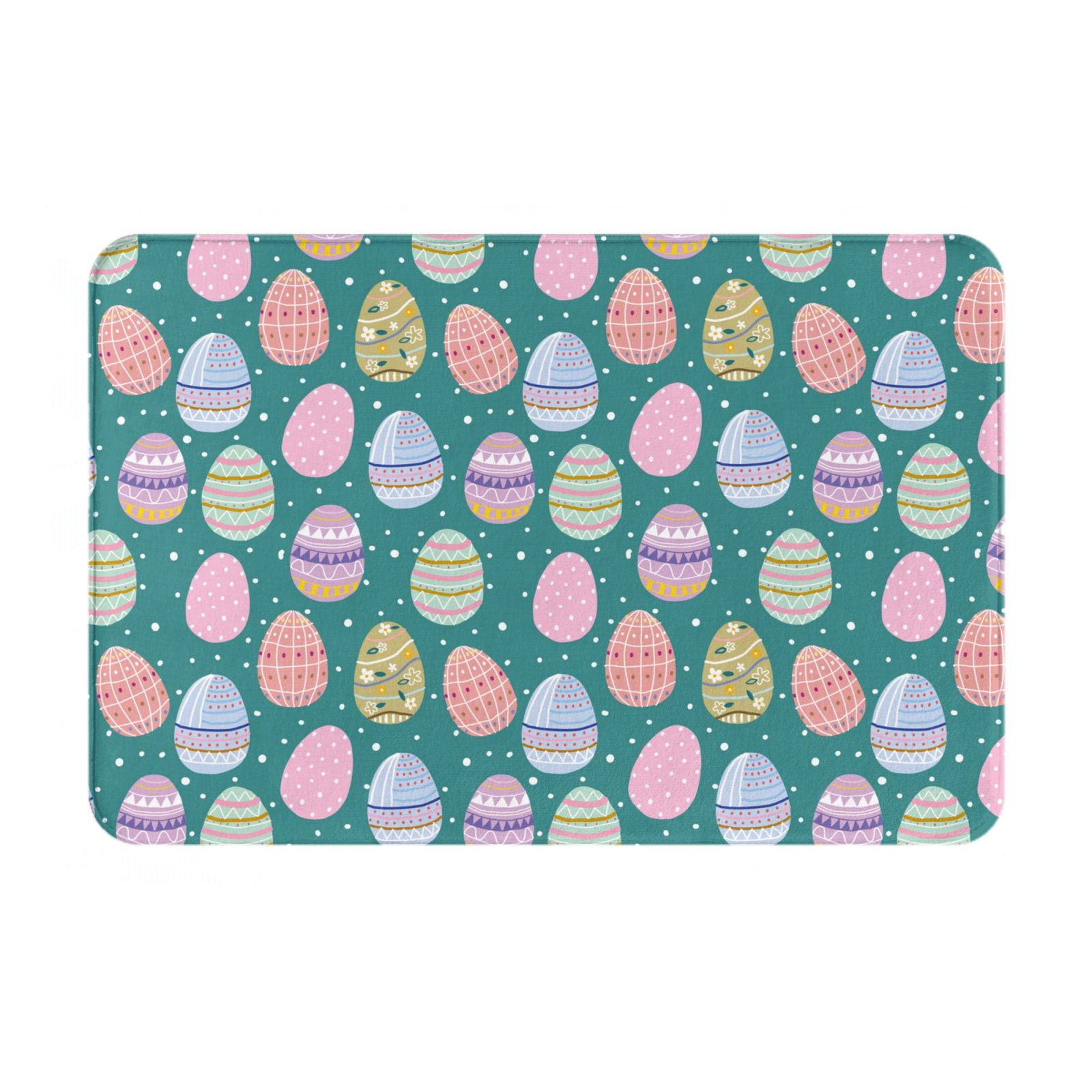Rateoe Colorful Easter eggs Pattern Flannel Door Mat Indoor Outdoor ...