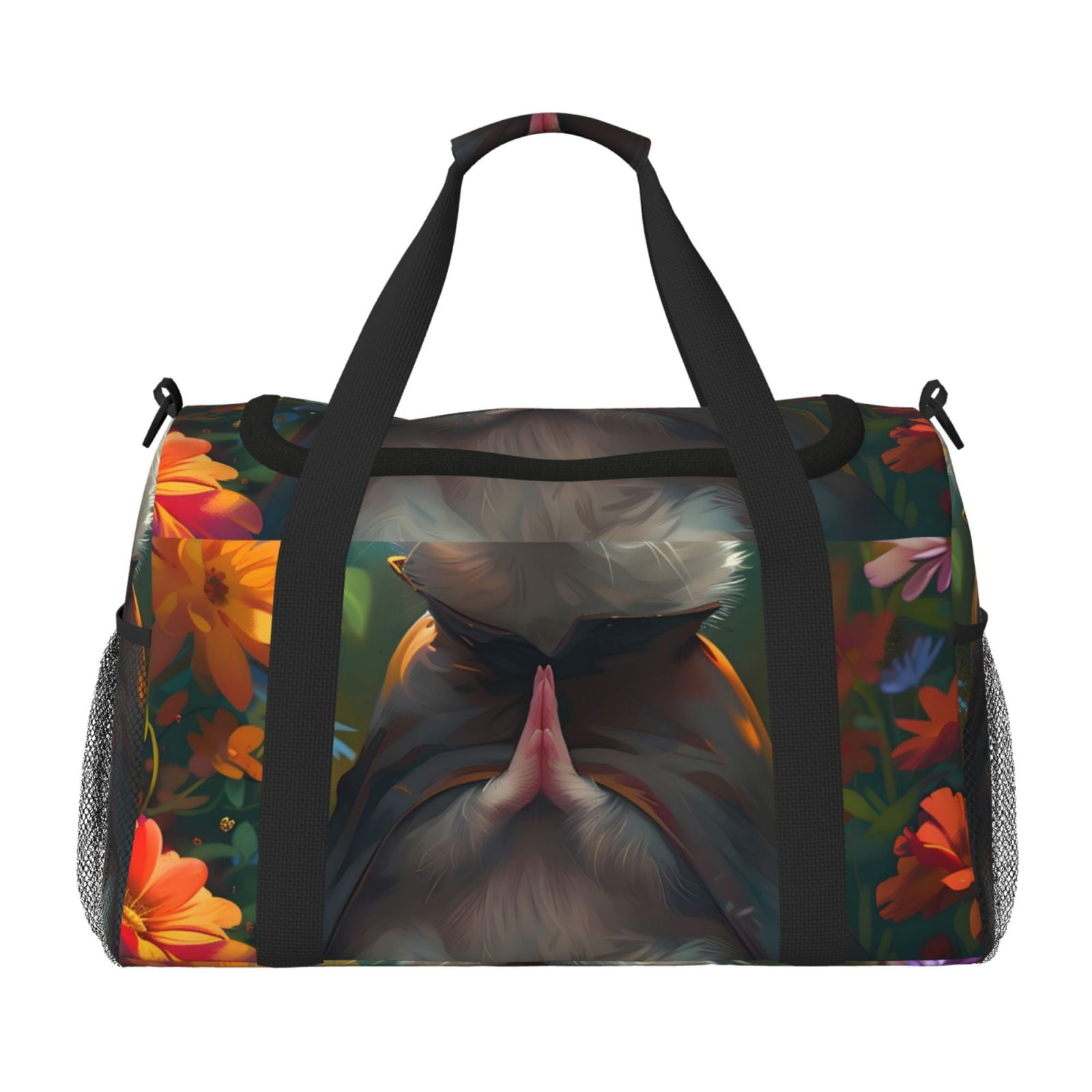 Rateoe Colorful Flower Meditating Hamster Pattern Gym Bag for Women ...