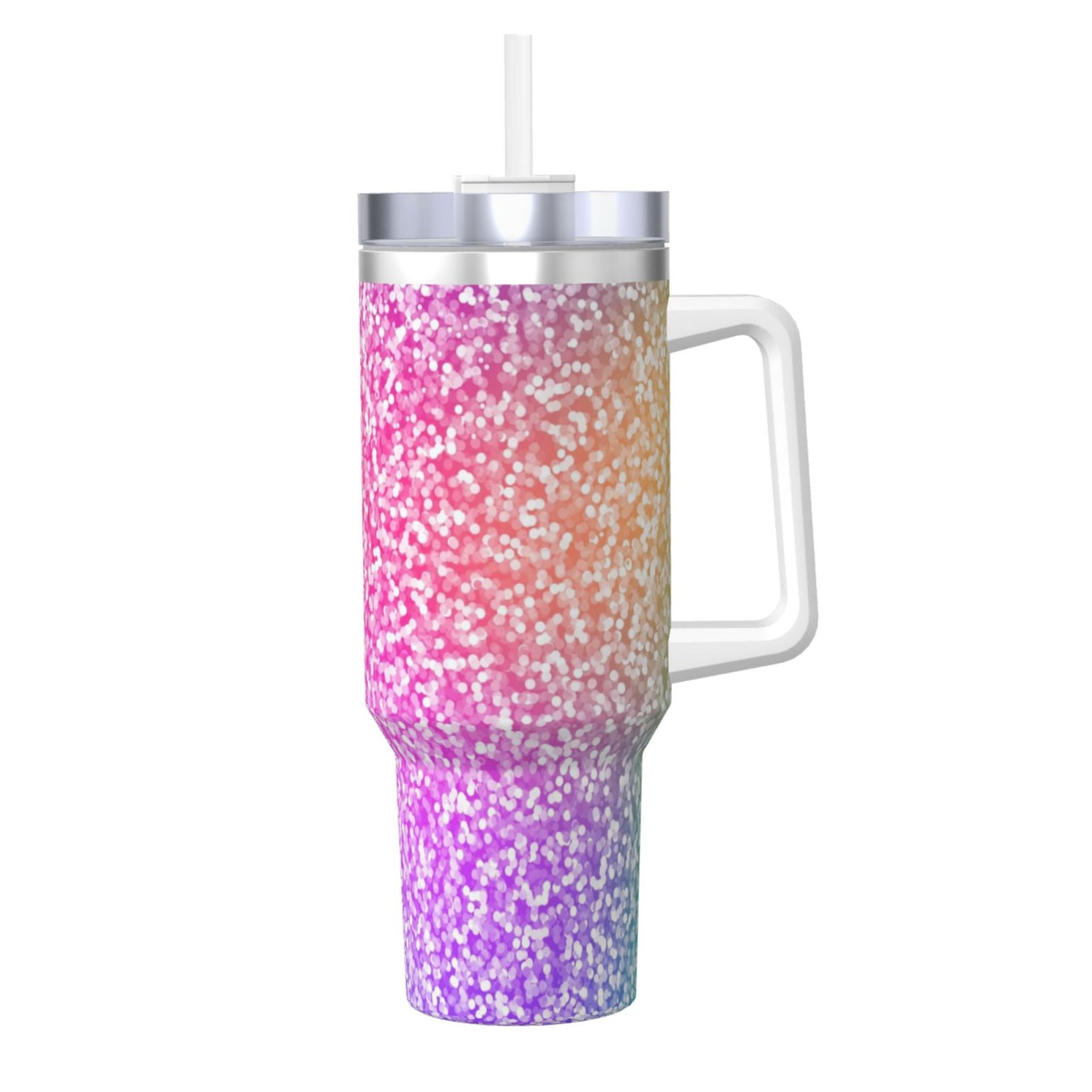 Rateoe Colorful Glitters Printed 40OZ Ice Bully With Handle - Stainless ...