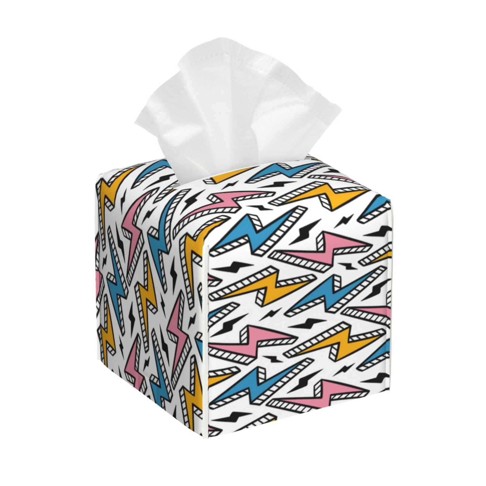 Rateoe Colorful Lightning Bolts Pattern Tissue Box Cover, Modern Square ...