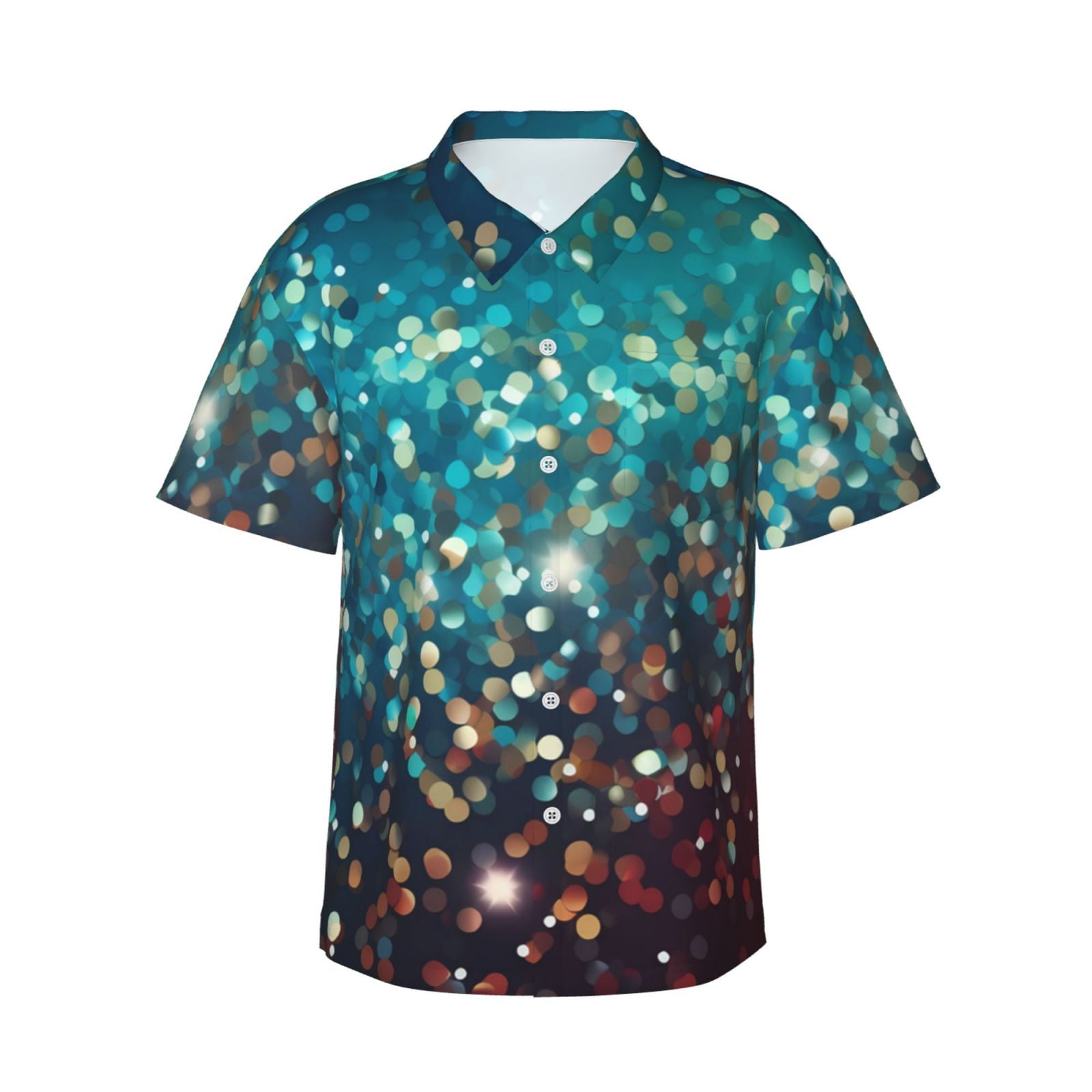 Rateoe Colorful Rainbow Glitter Pattern Men’s Hawaiian Shirt – Short ...