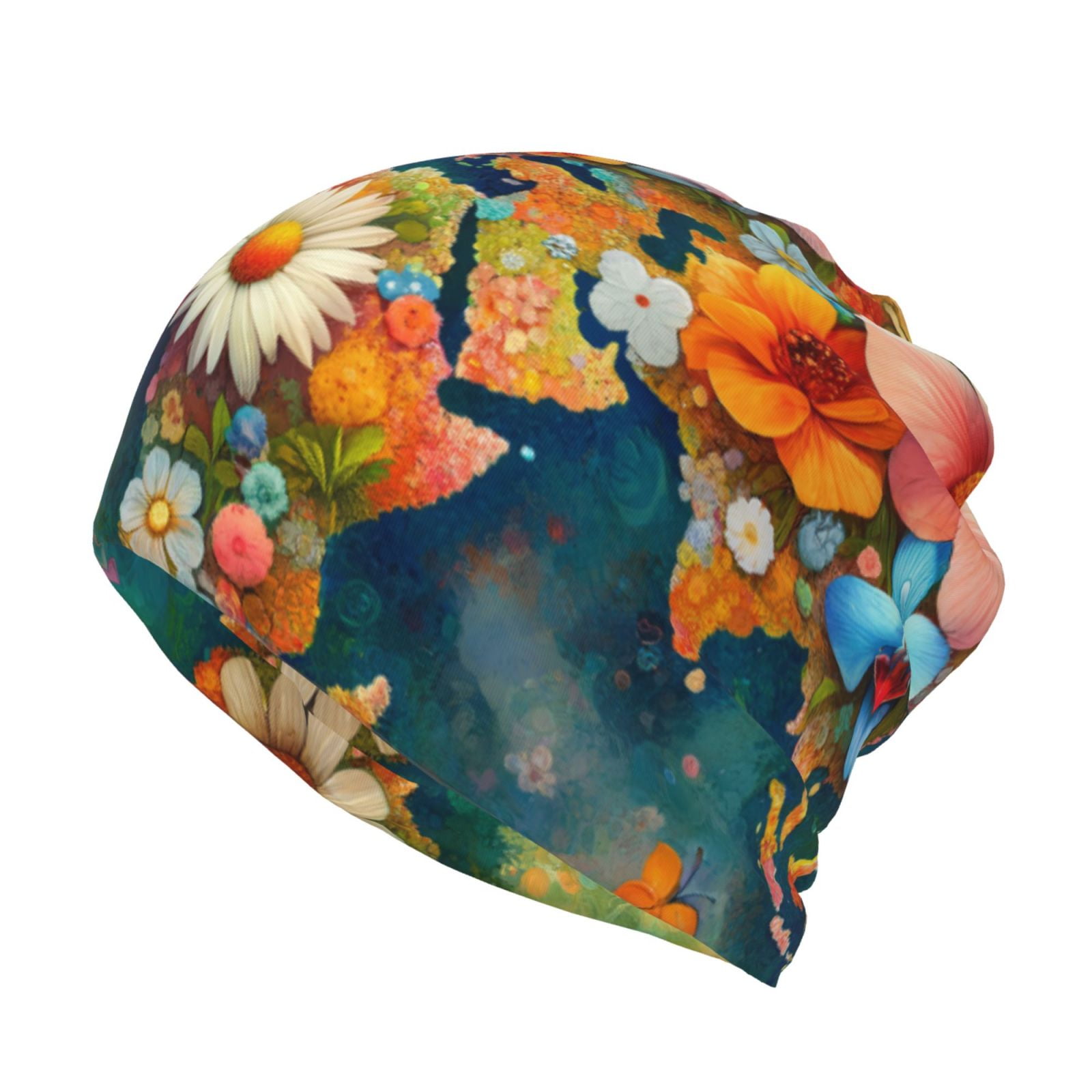 Rateoe Colorful World Map Cotton Slouchy Beanie Hat for Men/Women ...