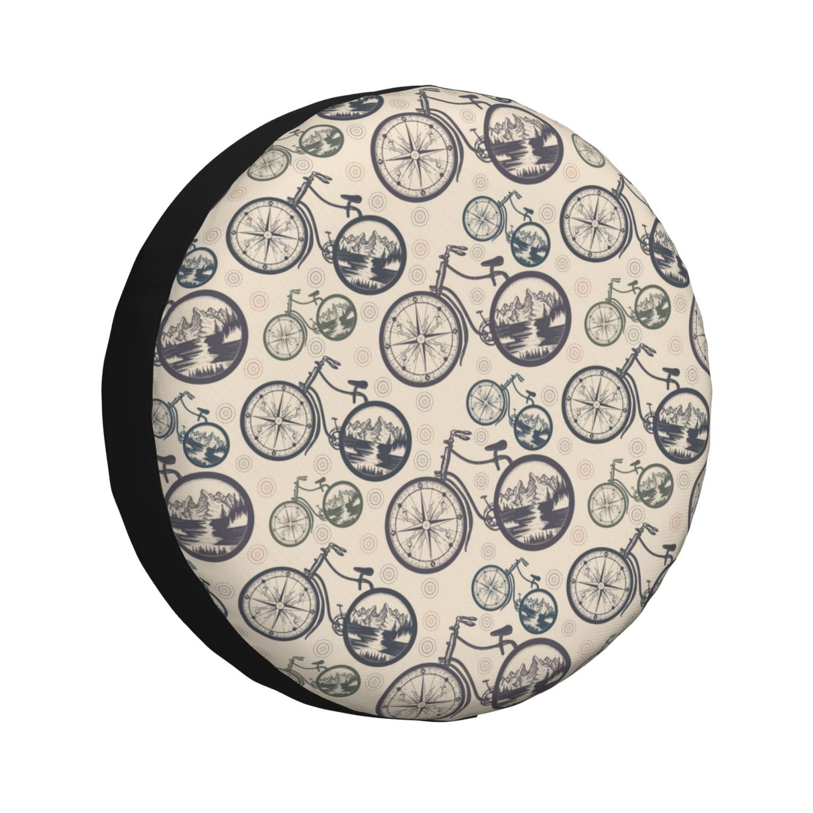 Rateoe Compass And Mountains In Bicycle Wheels Pattern Tire Cover Wheel ...
