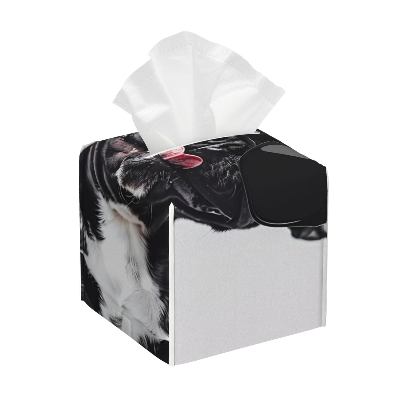 Rateoe Cool French Bulldog Wine Pattern Tissue Box Cover, Modern Square Decorative Leather ...