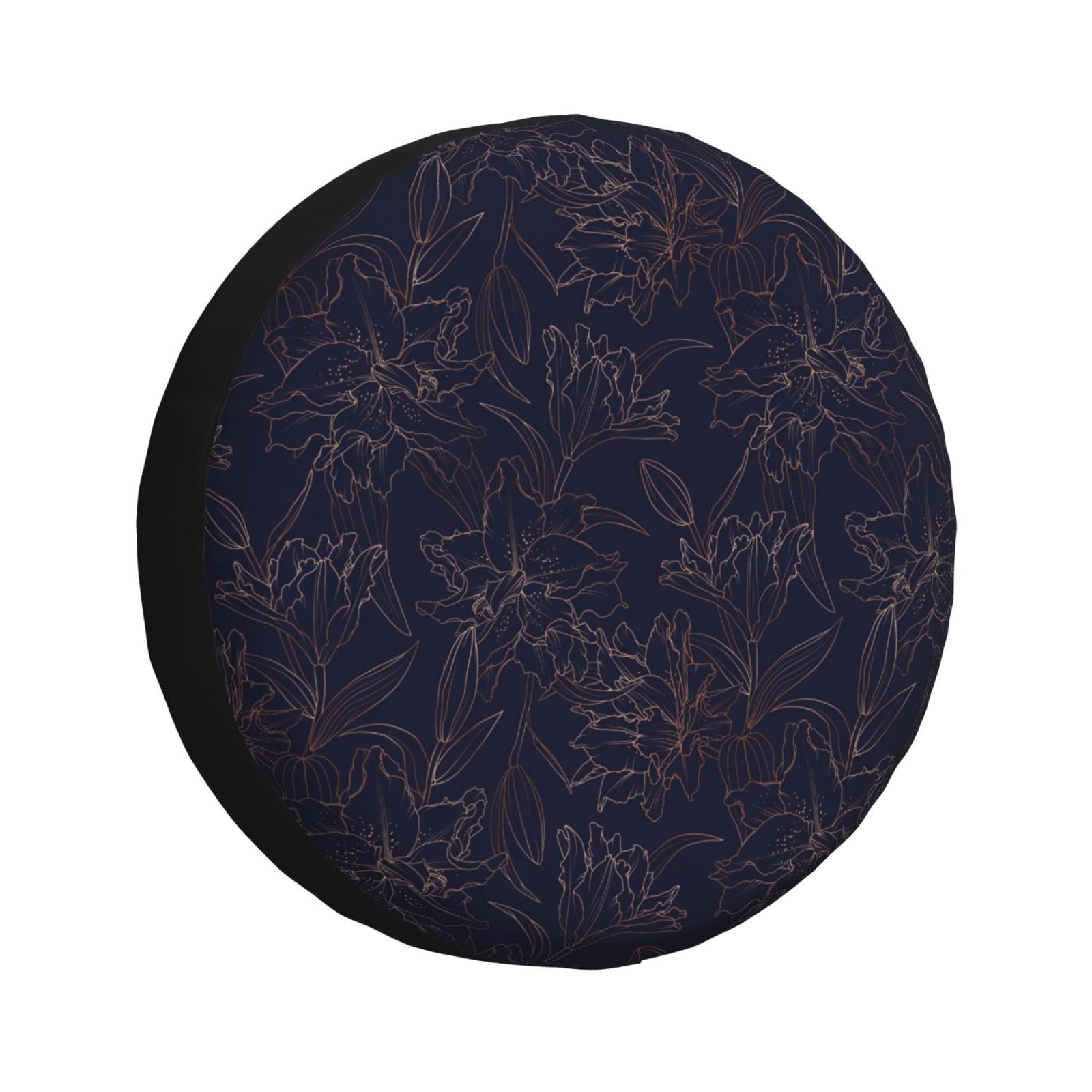 Rateoe Copper-Gold Gloss Outline Flower1 Pattern Tire Cover Wheel ...