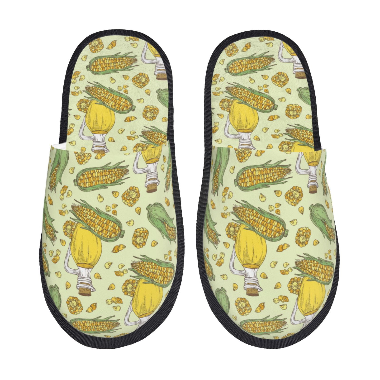 Rateoe Corn And Corn Oil Pattern Fuzzy Slippers Fuzzy Soft House ...