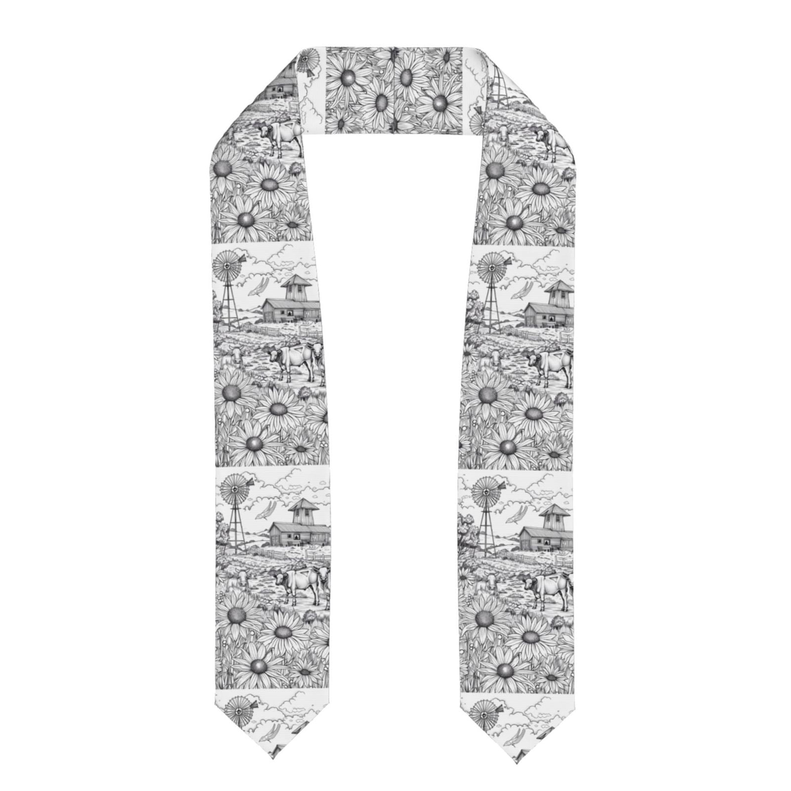 Rateoe Country Farm Scene Pattern Graduation Shawl Stole – Elegant ...