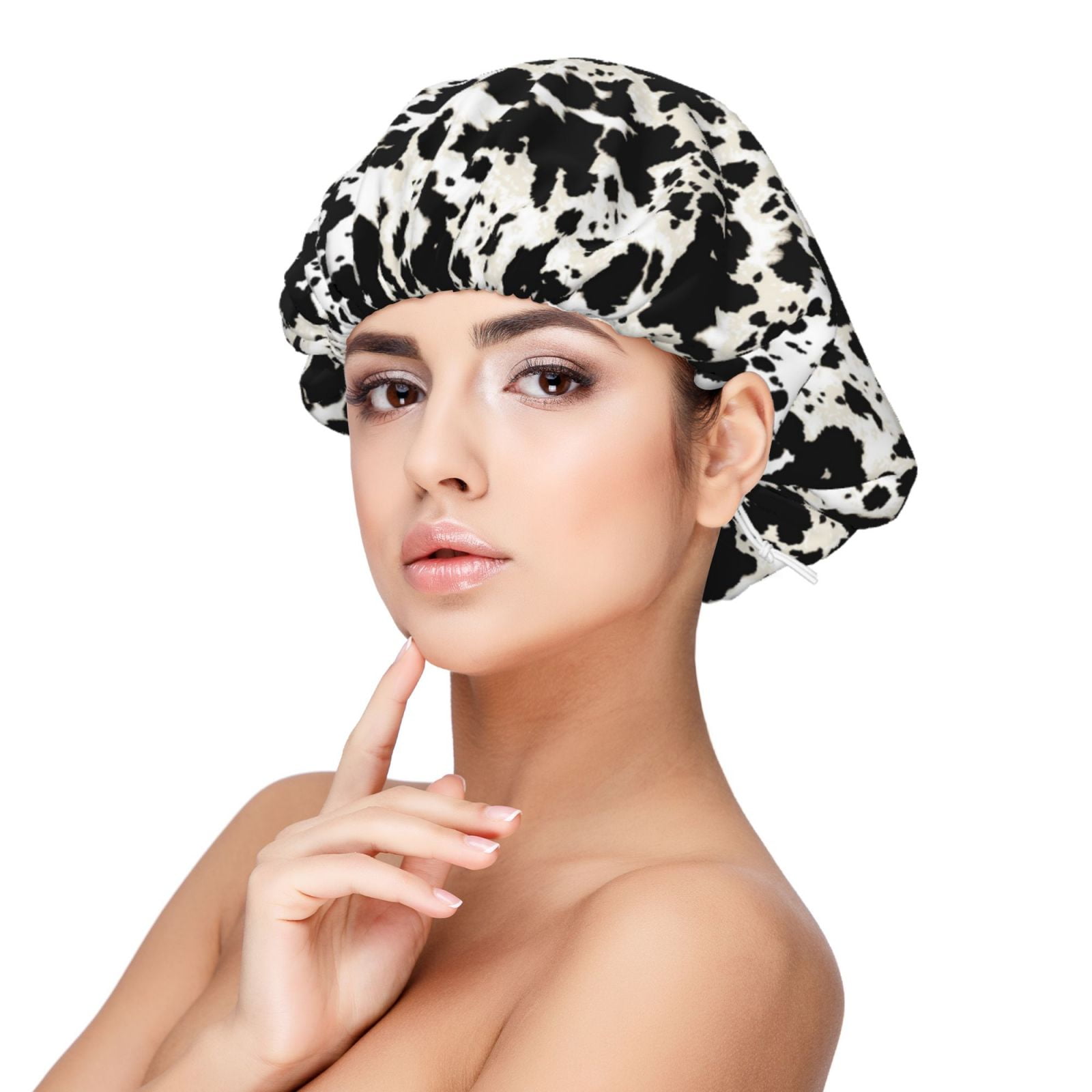 Rateoe Cow Skin 1 Pattern Silk Satin Hair Bonnet for Sleeping ...