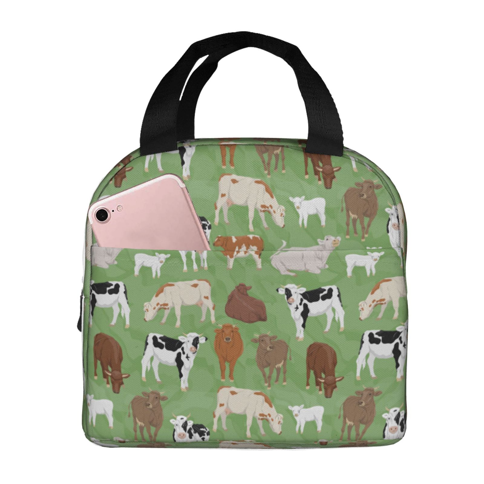 Rateoe Cows And Calves Pattern Insulated Lunch Bag with Thick Aluminum ...